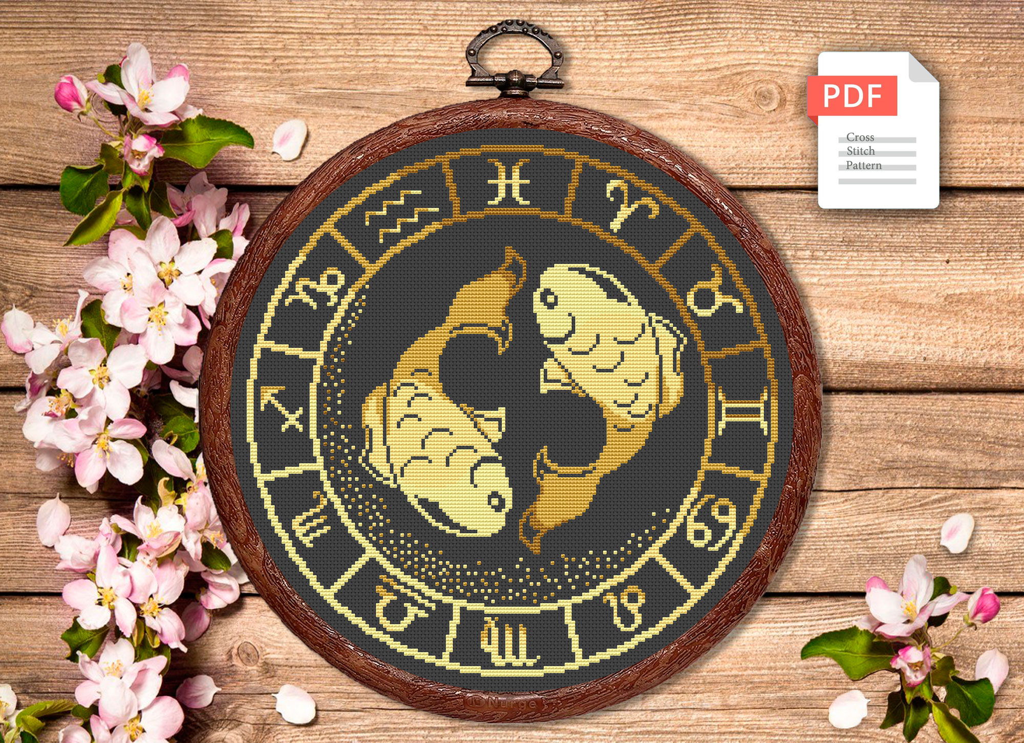 Pisces Cross Stitch Pattern, Zodiac Cross Stitch, Embroidery - Inspire ...