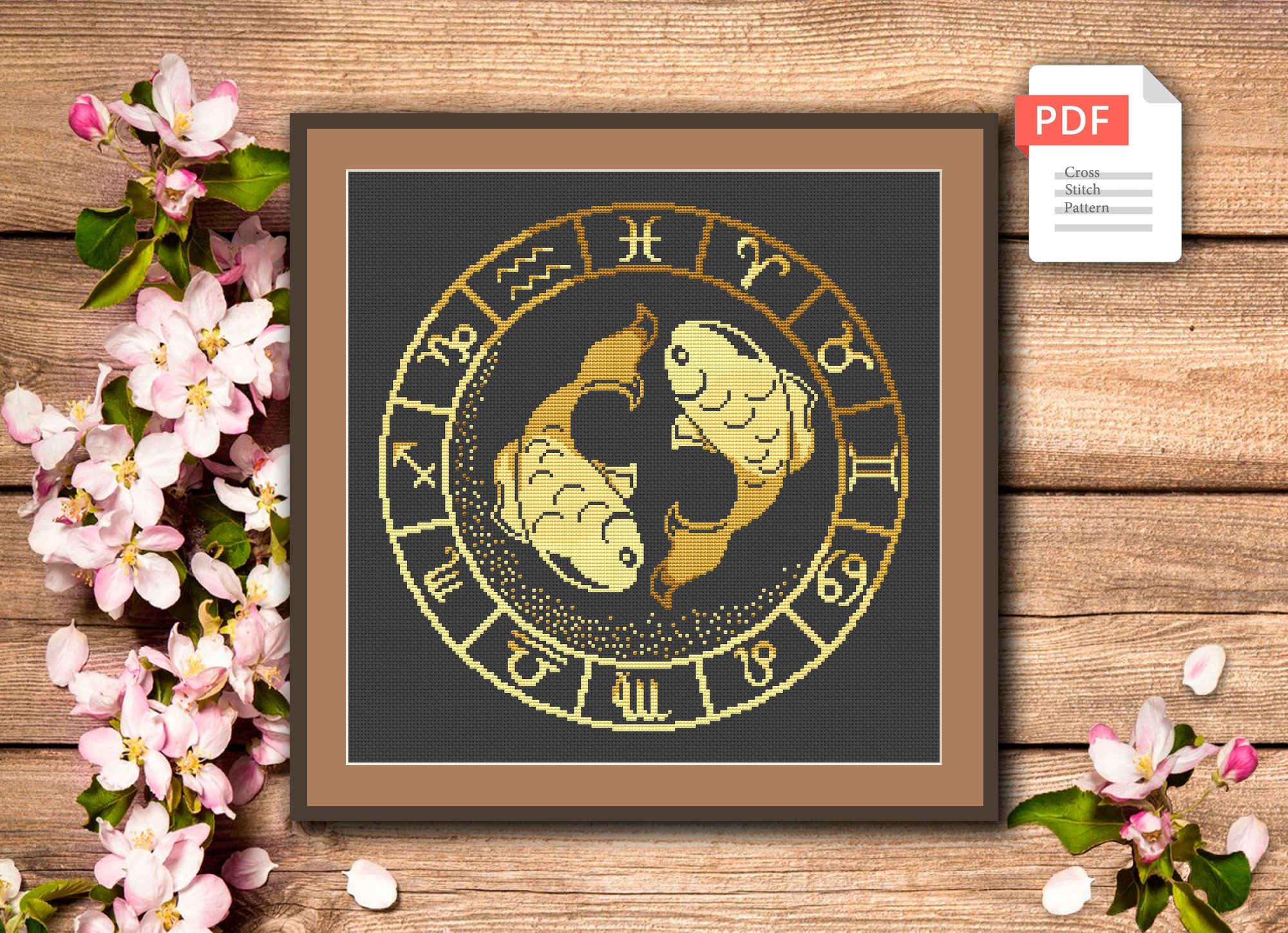 Pisces Cross Stitch Pattern, Zodiac Cross Stitch, Embroidery - Inspire ...