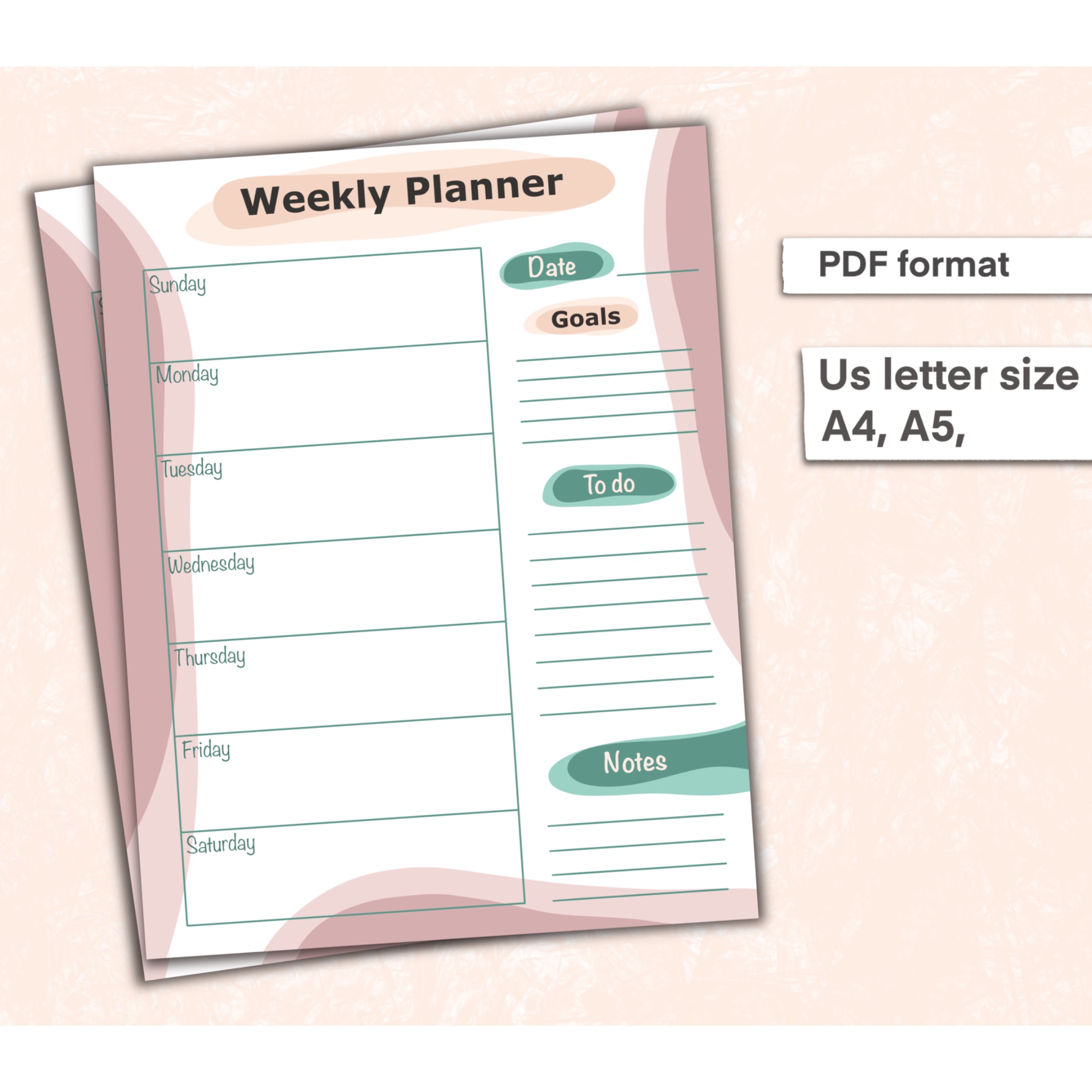 Weekly Planner, Printable Weekly Planner, Instant Download, | Inspire ...