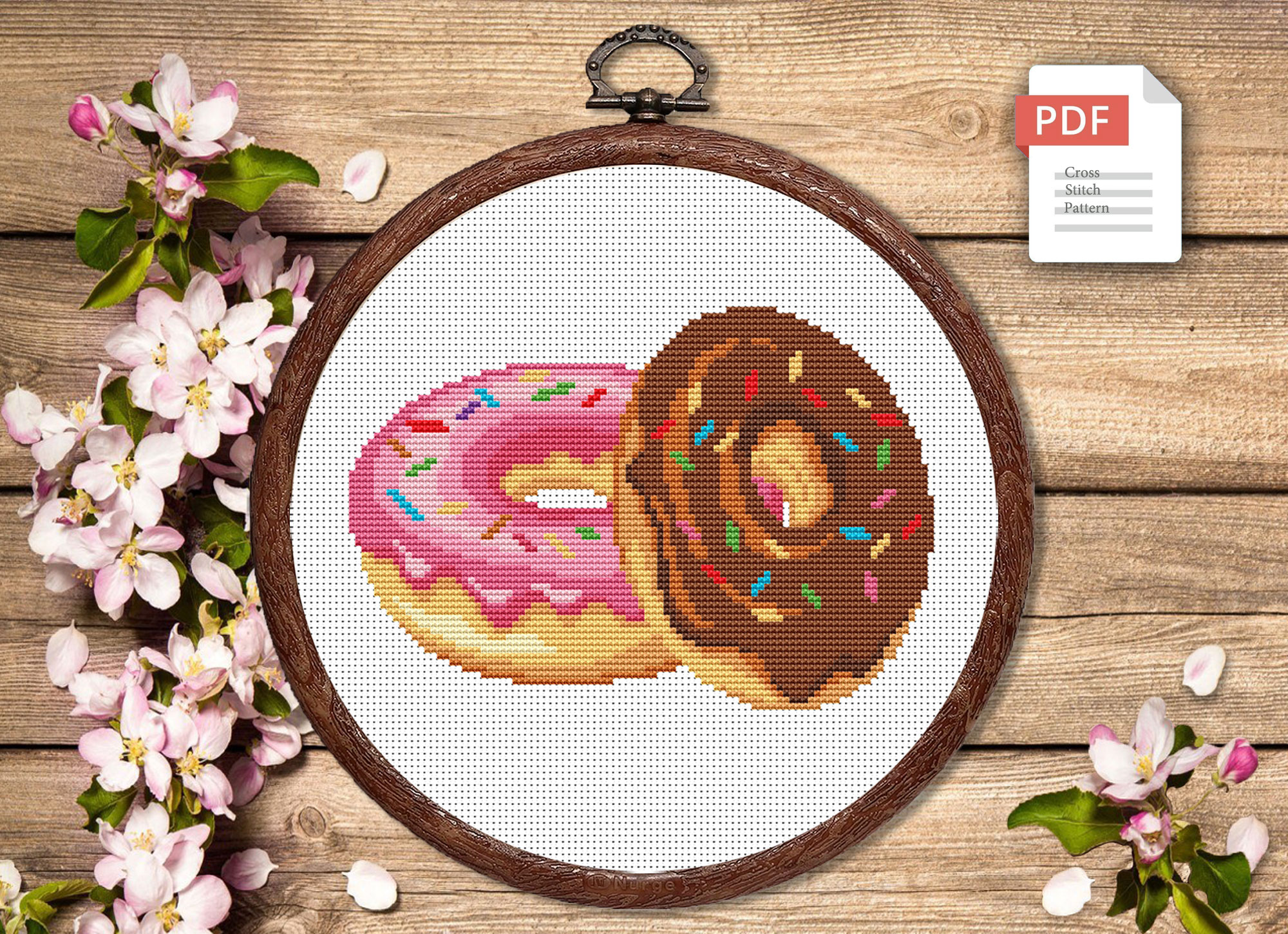 Set of 2 Donuts Cross Stitch Pattern, Kitchen Cross Stitch, - Inspire ...