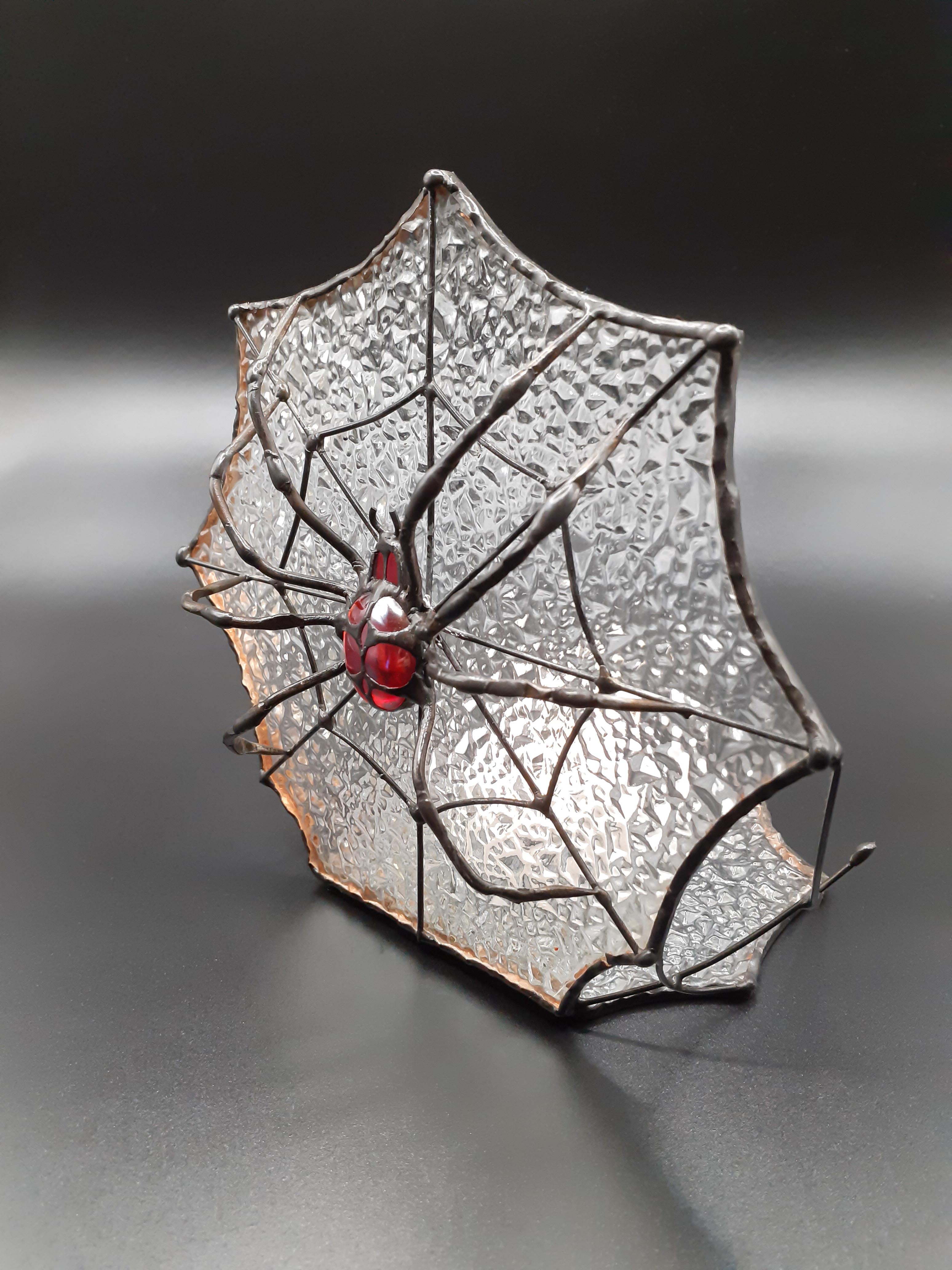 Gothic Stained Glass Spider Web, Jumping Spider Tealight Hol - Inspire ...