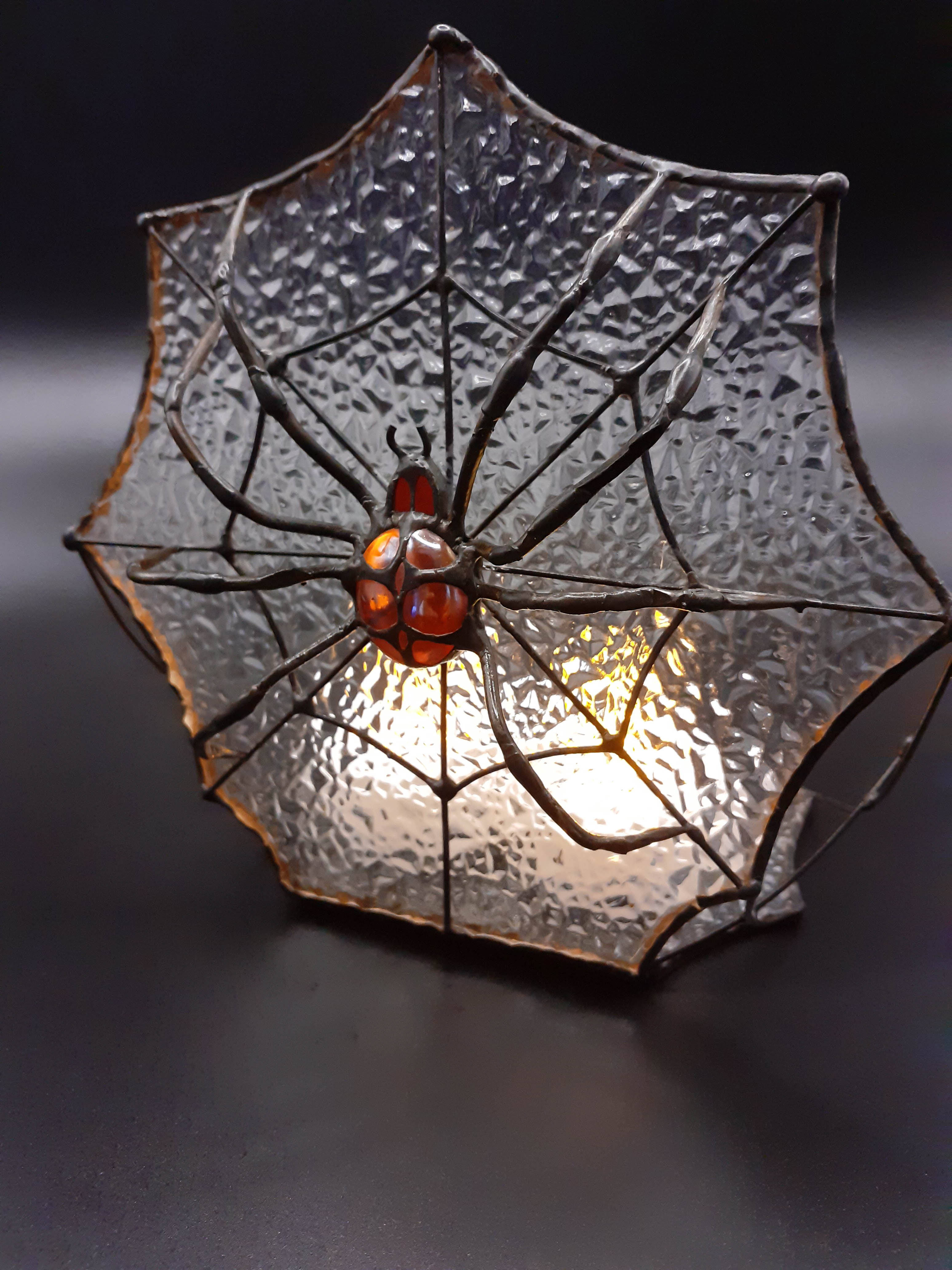 Gothic Stained Glass Spider Web, Jumping Spider Tealight Hol - Inspire ...