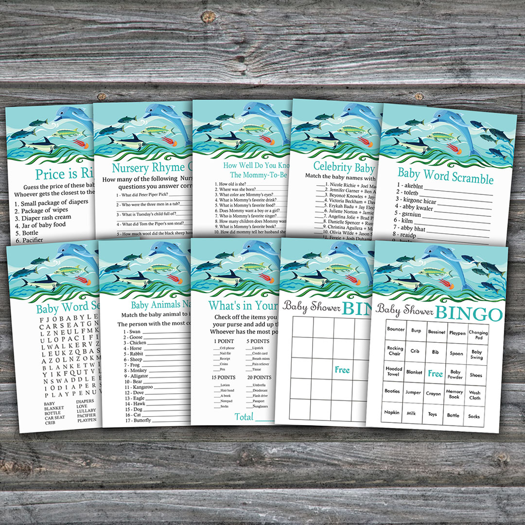 Under the sea baby shower games bundle,Sea themed Baby Showe - Inspire ...