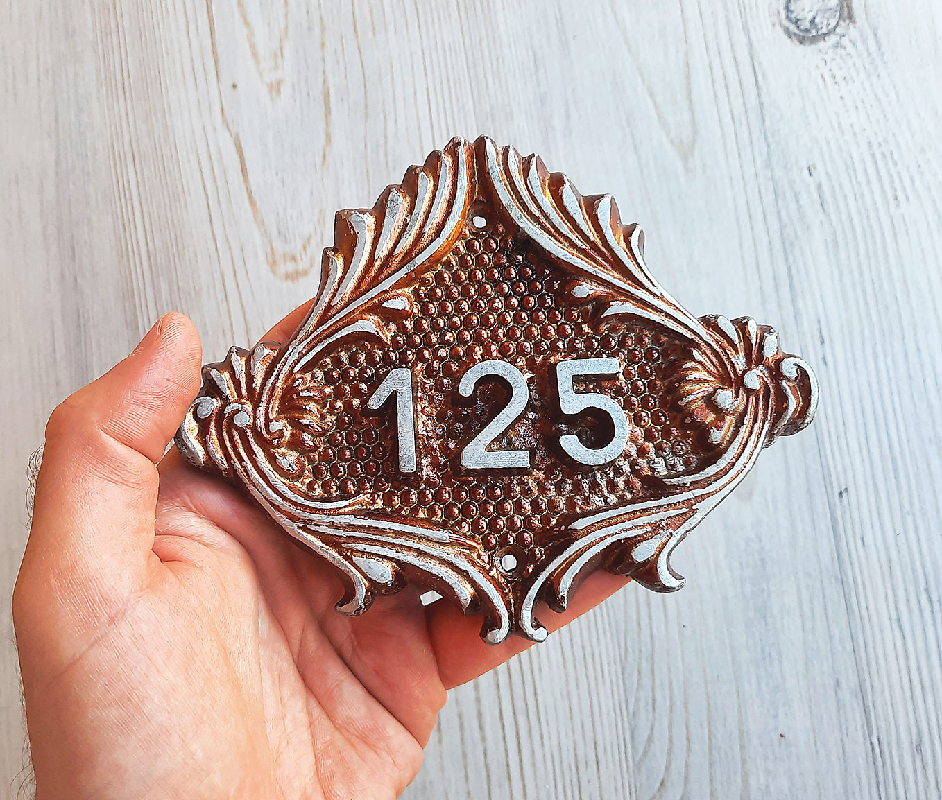 Old address number plaque 125 vintage door number sign | Inspire Uplift