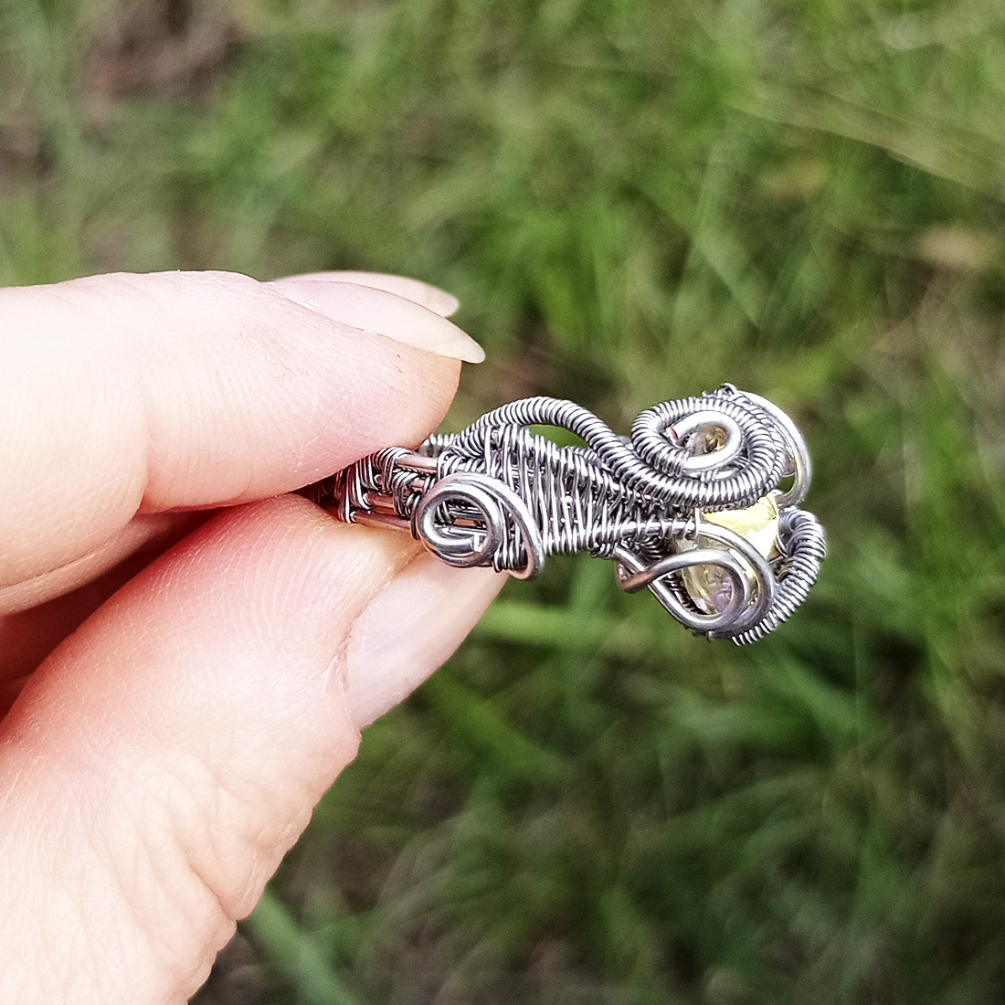 Swarovski Crystal Ring Size 9. Silver Wire Wrapped Statement - Inspire Uplift