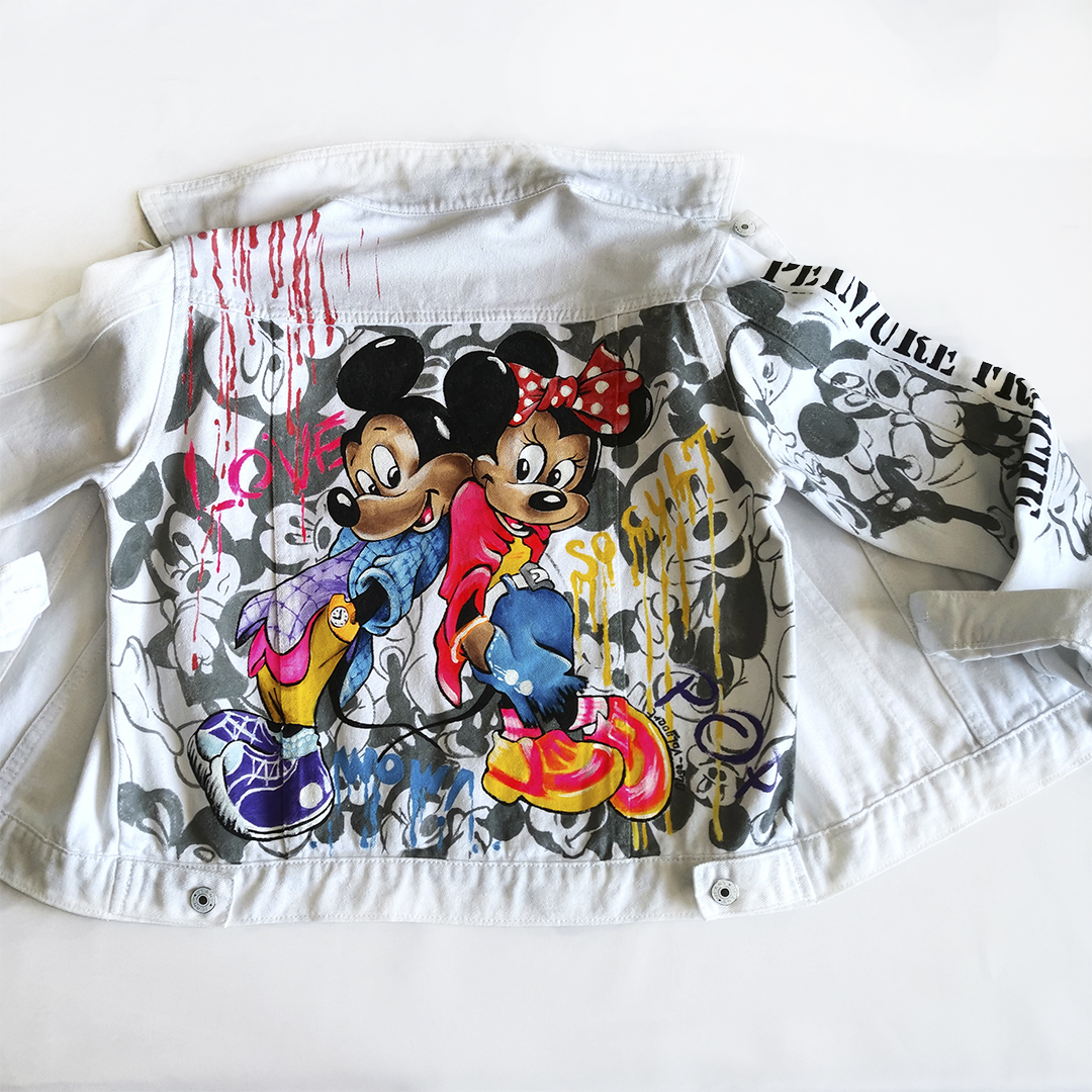 hand painted jean jacket, Womens Denim White jacket, Disney - Inspire ...