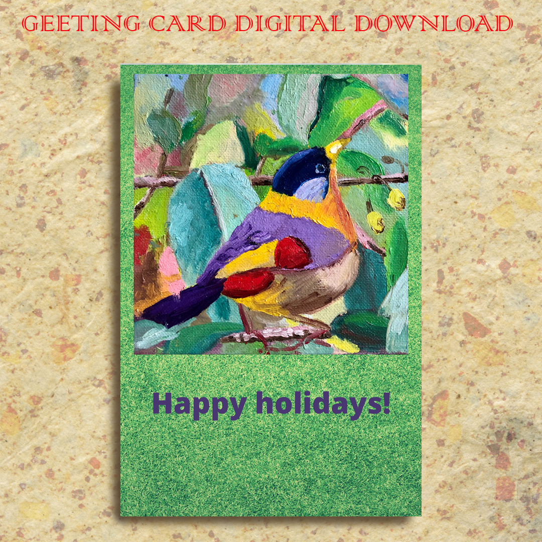 Bird Printable Greeting Card, Holiday Card to Download, Gold | Inspire ...