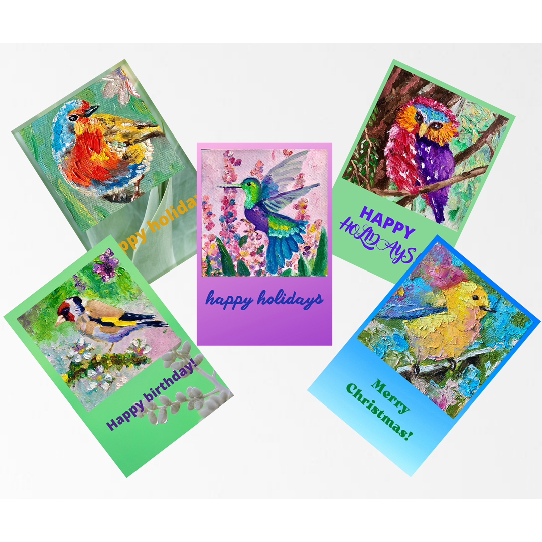 Holiday Birds Assorted Cards, Set of Greeting Cards, Cute Bi - Inspire ...