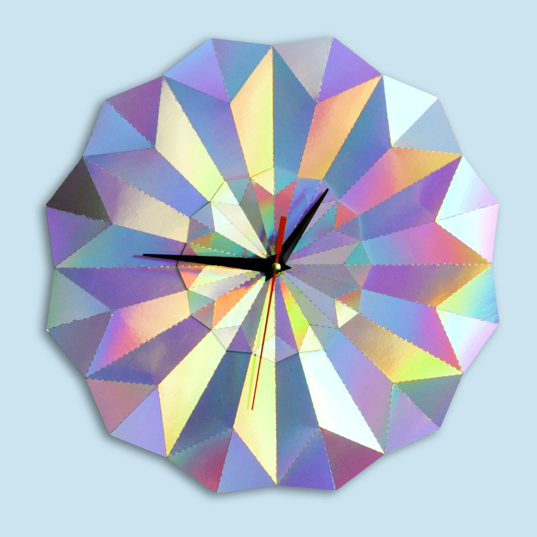 Origami wall clock. Rainbow wall clock. Modern clock. Wall | Inspire Uplift