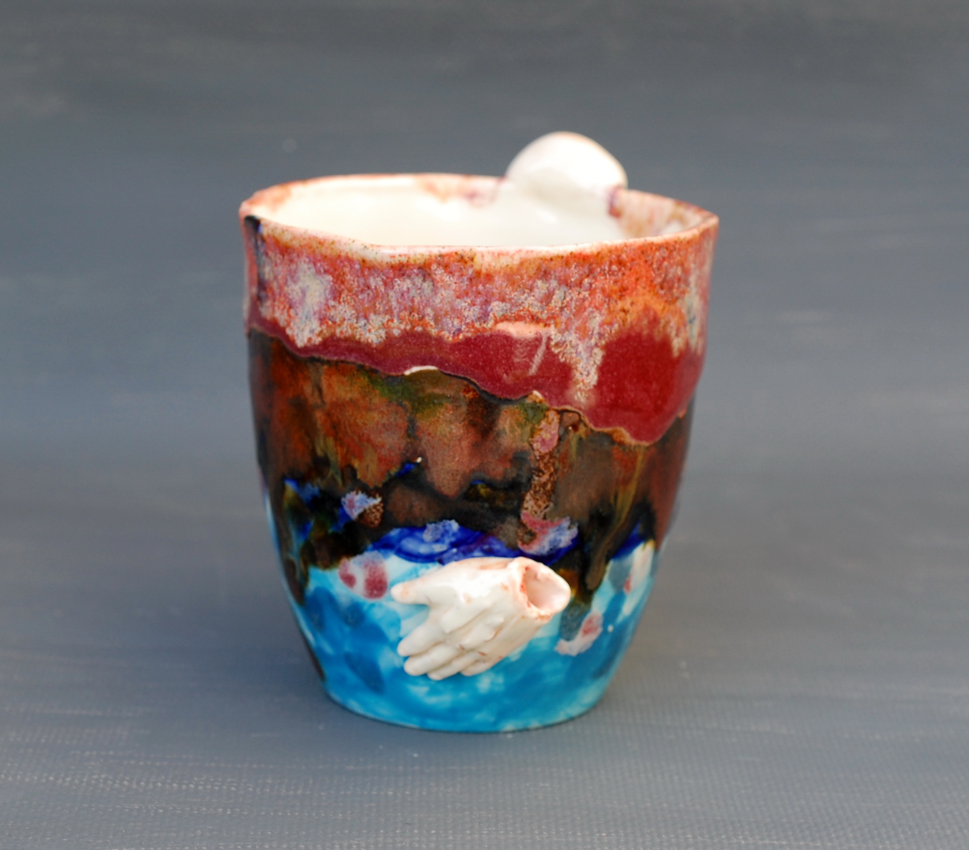 Ceramic art mug Horror Mug Surprise mug Hands sculpture Hand - Inspire ...