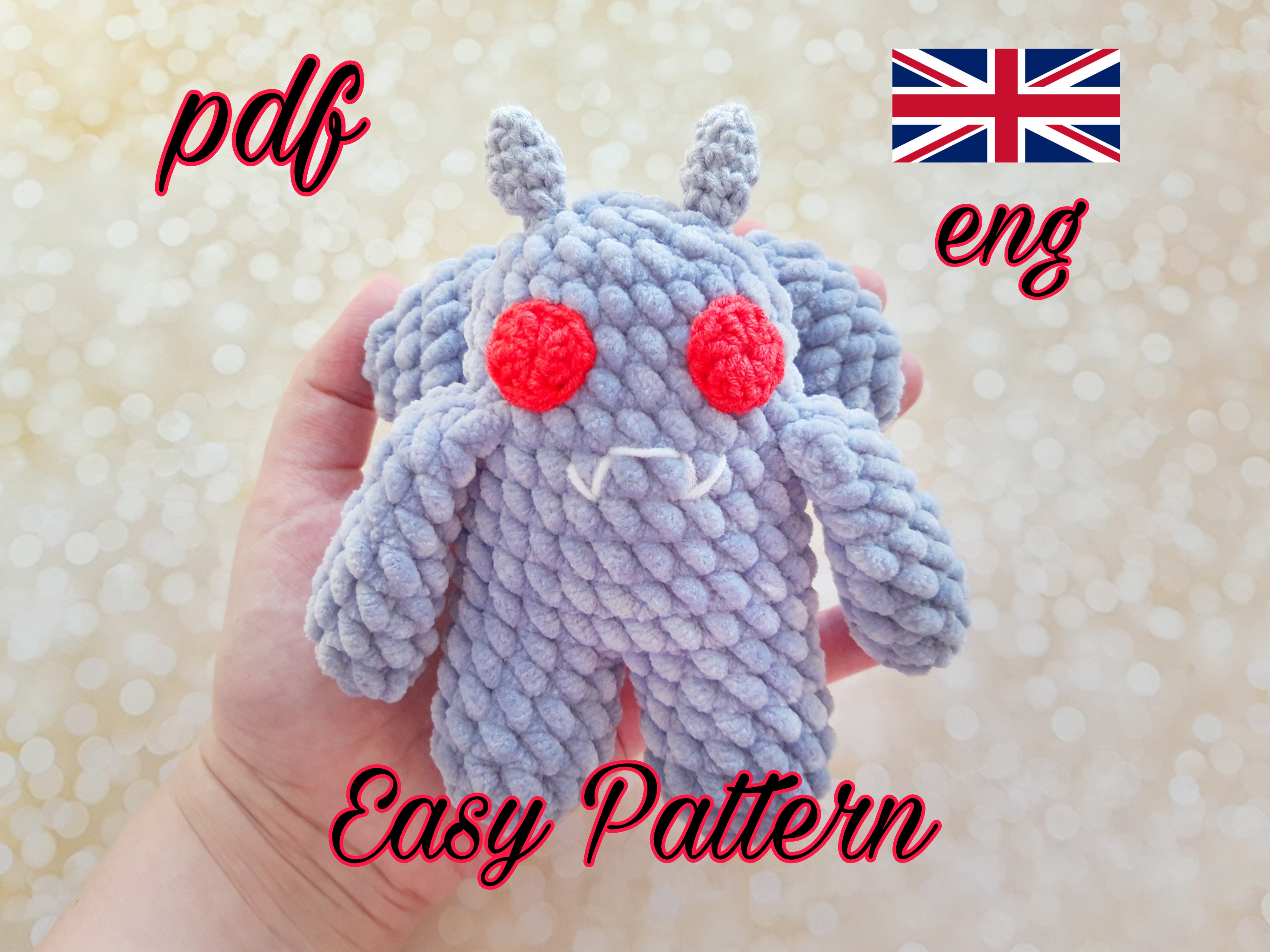 Mothman plush crochet pattern, cryptid plush, moth plush | Inspire Uplift