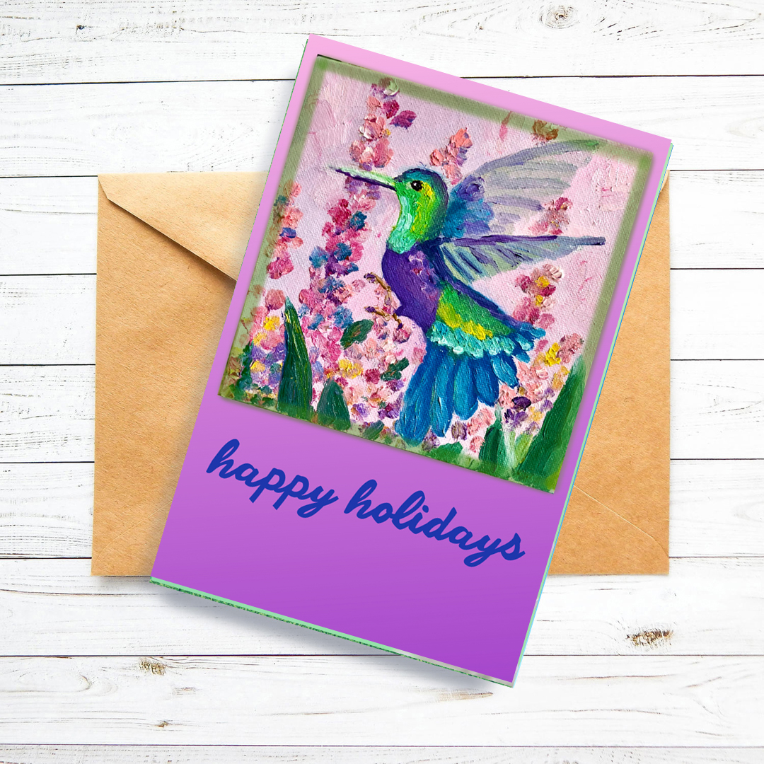 Happy Holiday Printable Bird Card, Hummingbird Creeting Card - Inspire ...