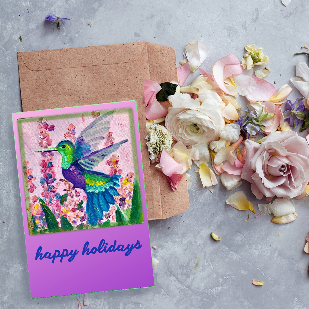 Happy Holiday Printable Bird Card, Hummingbird Creeting Card - Inspire ...