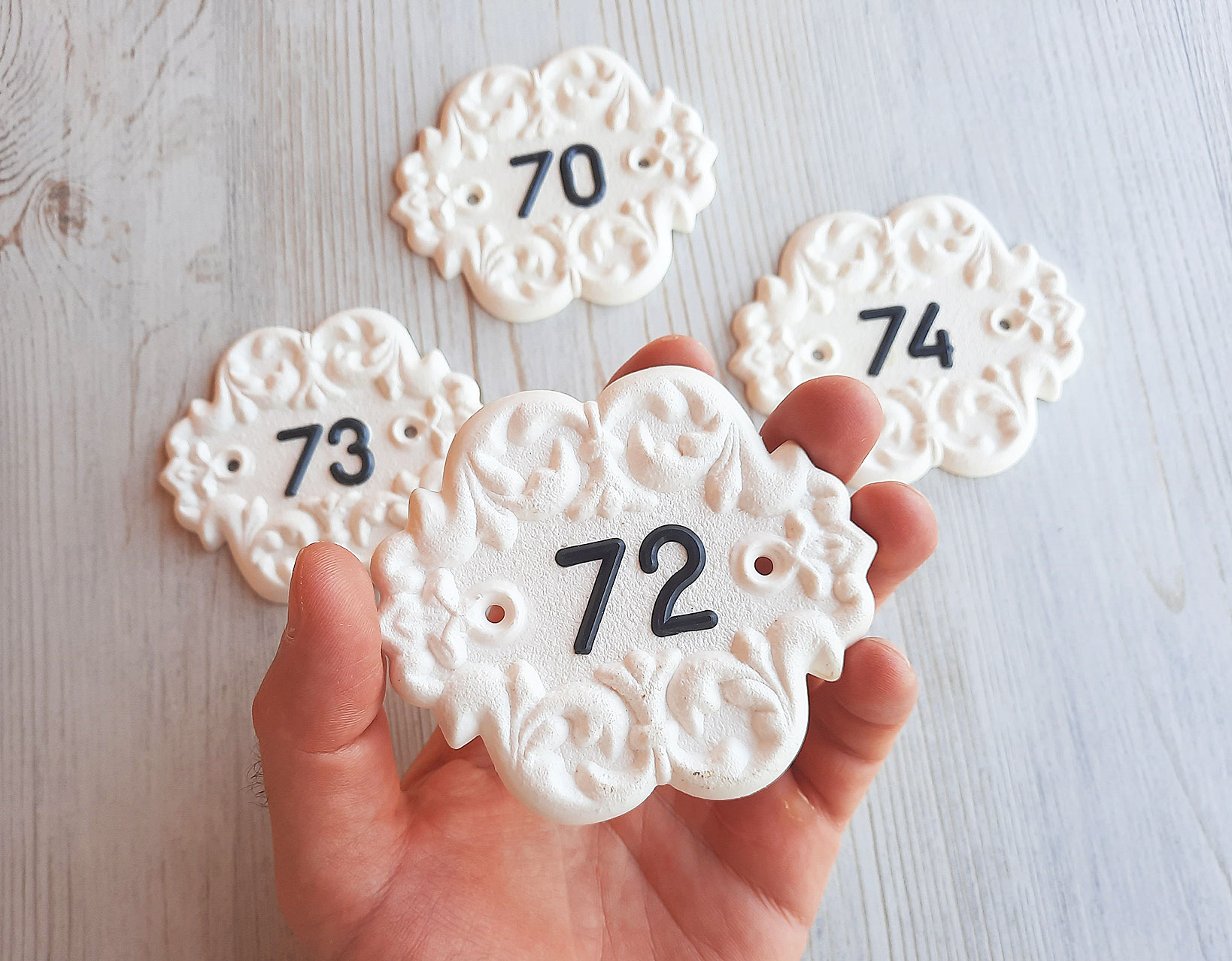 White black 72 address number sign decorative | Inspire Uplift