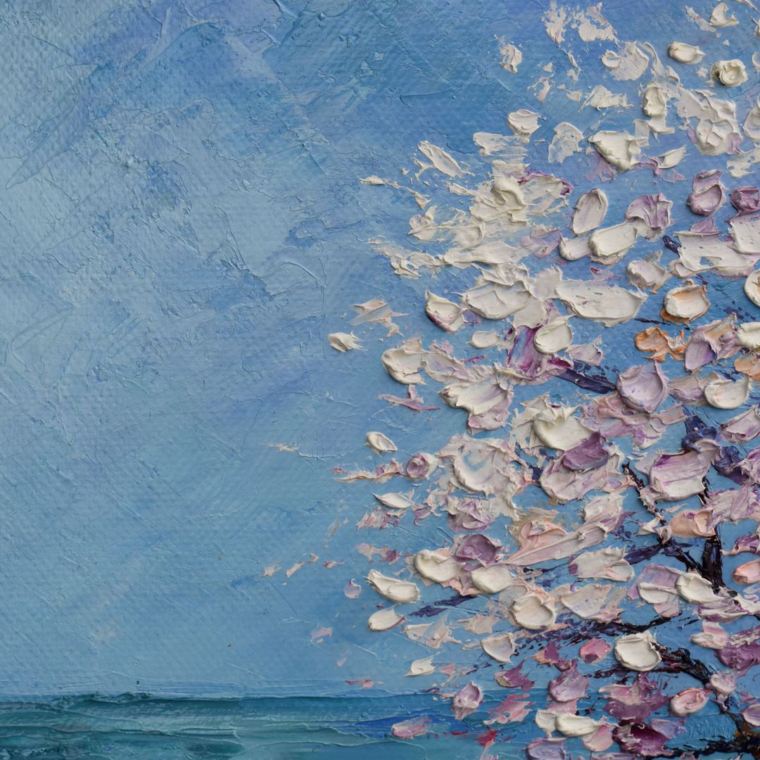 Tree Painting Original Art Seascape Oil Painting Cherry Blos - Inspire ...