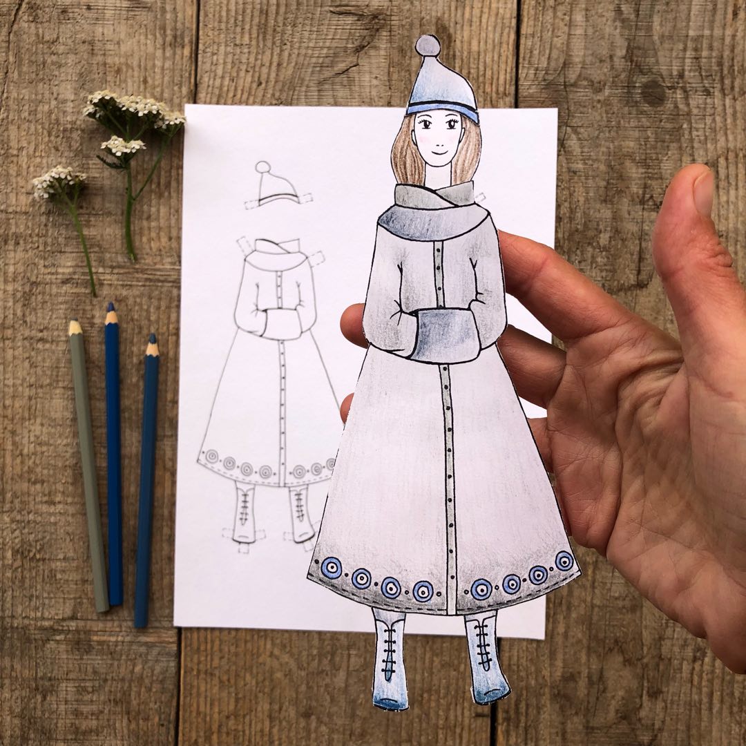 Printable Paper Doll. Coloring pages. Craft Kit. Birthday - Inspire Uplift