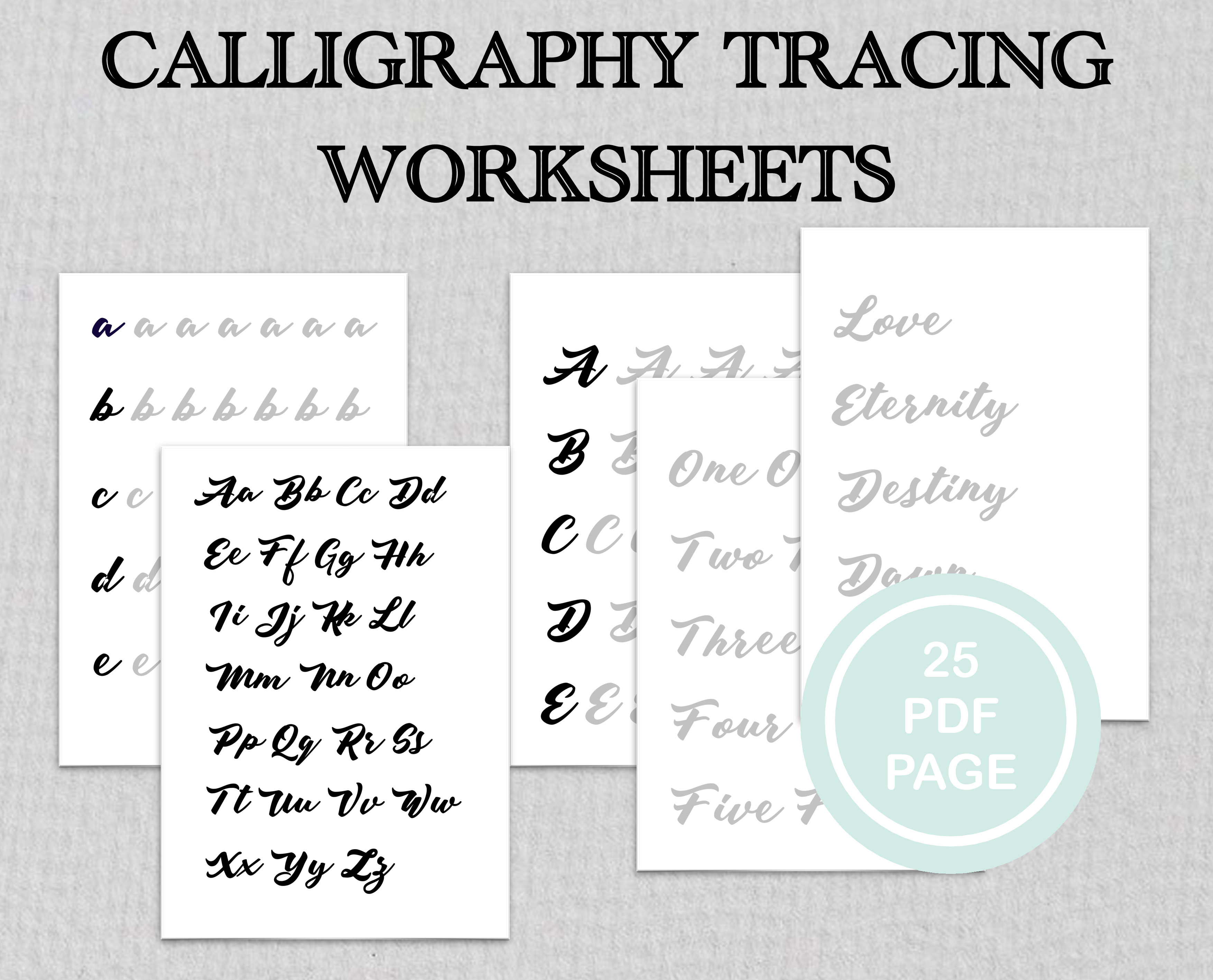 Calligraphy Practice Sheets, brush lettering, modern calligr - Inspire ...