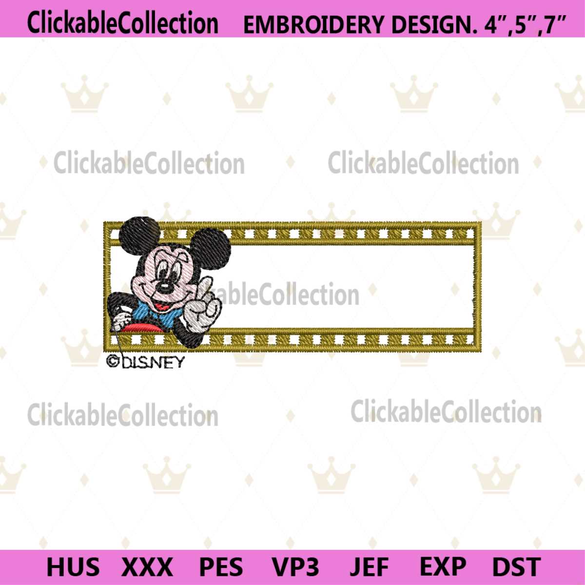 Mickey Mouse Movie Tape Embroidery Design | Inspire Uplift