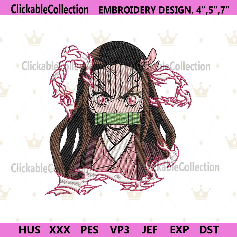 Nezuko Kamado Angry Embroidery Kimetsu No Yaiba Anime | Inspire Uplift