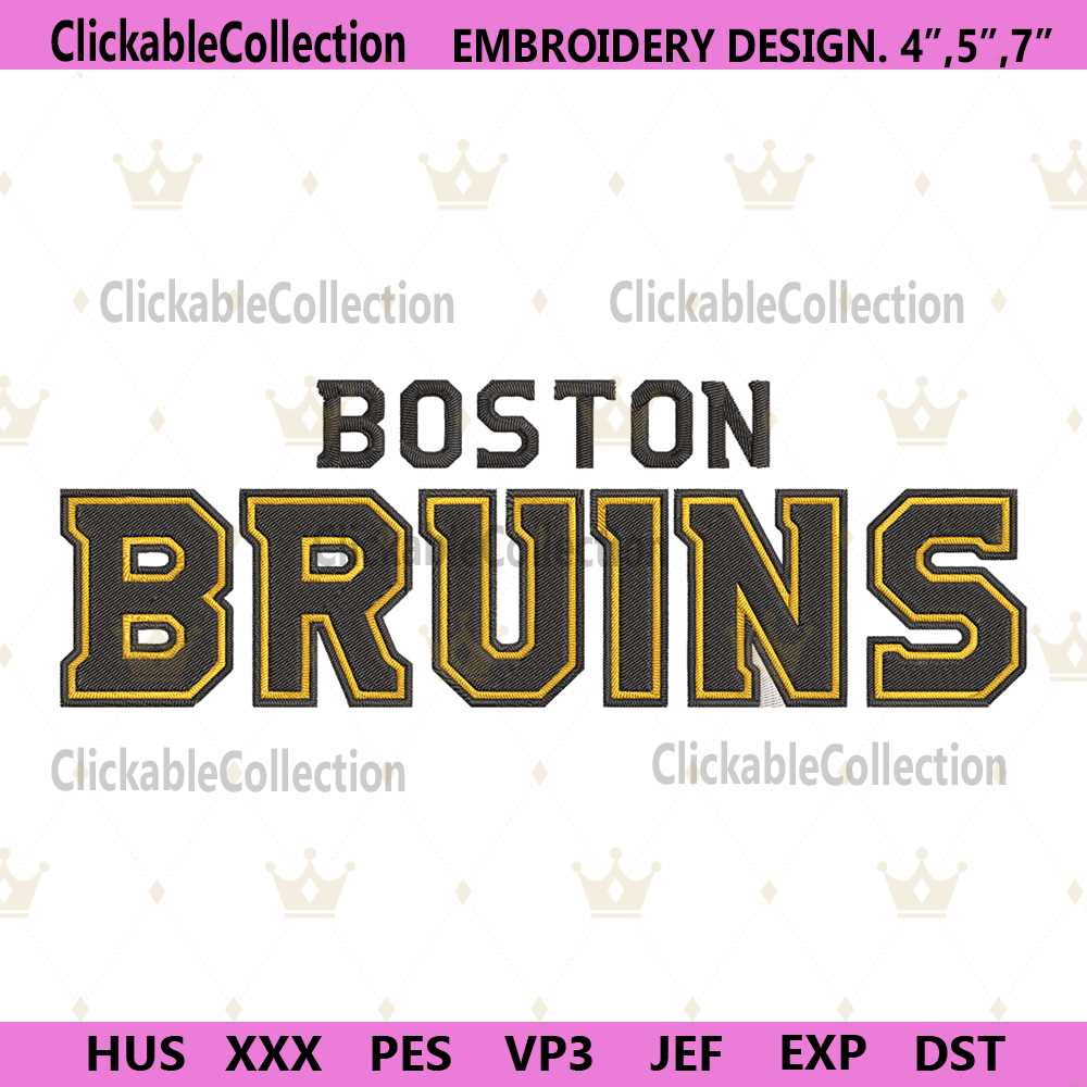 Boston Bruins Wordmark Logo Machine Embroidery, Boston Bruin | Inspire ...
