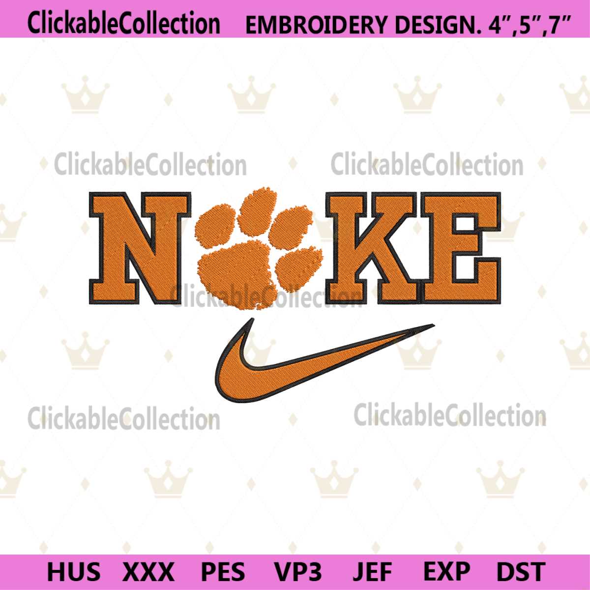 Clemson Tigers Nike Logo Embroidery Design Download | Inspire Uplift