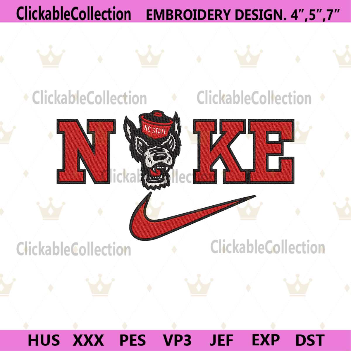 NC State Wolfpack Nike Logo Embroidery Design Download | Inspire Uplift