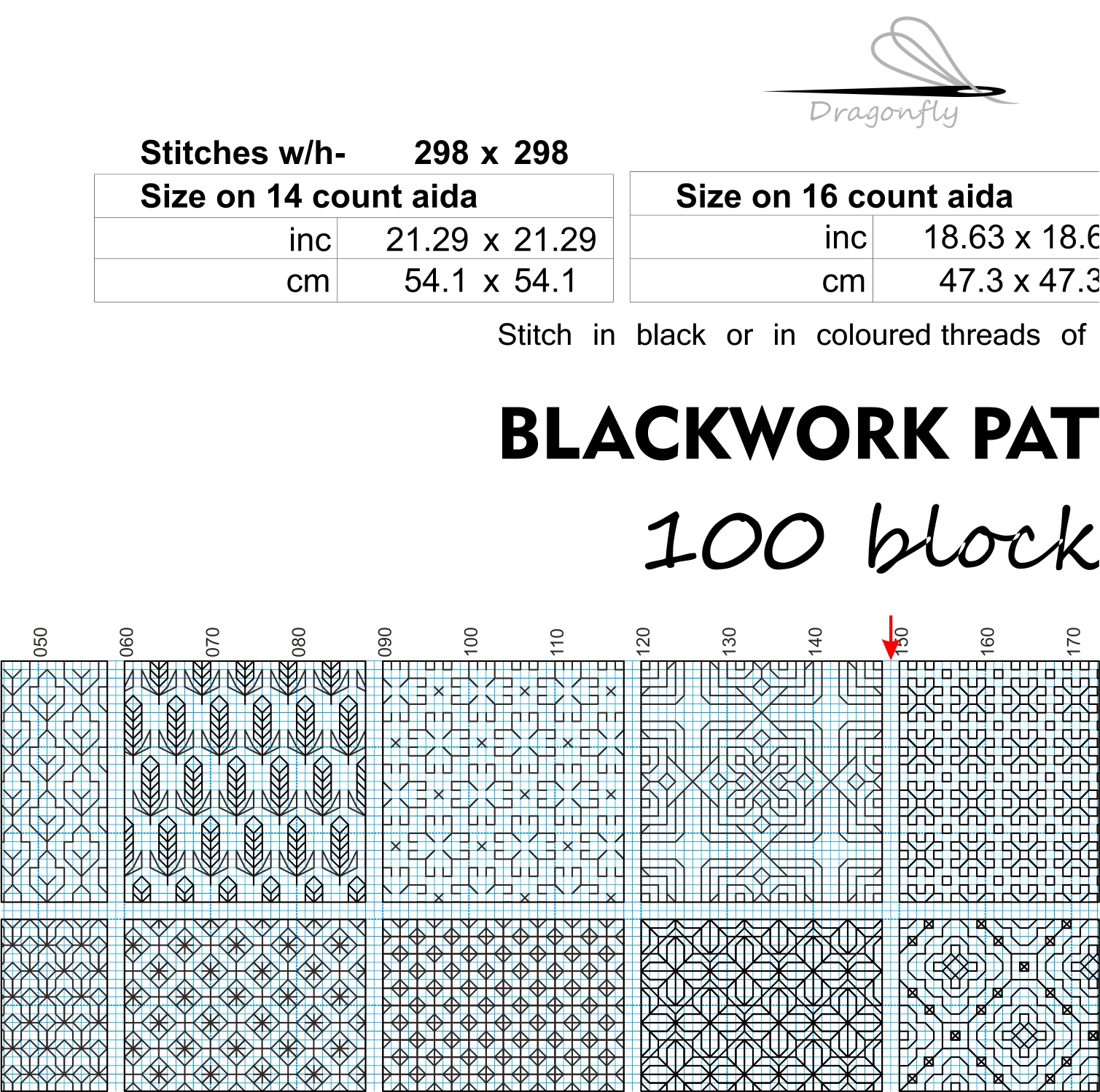 100 Blocks BLACKWORK pattern Cross Stitch Pattern Embroider | Inspire ...