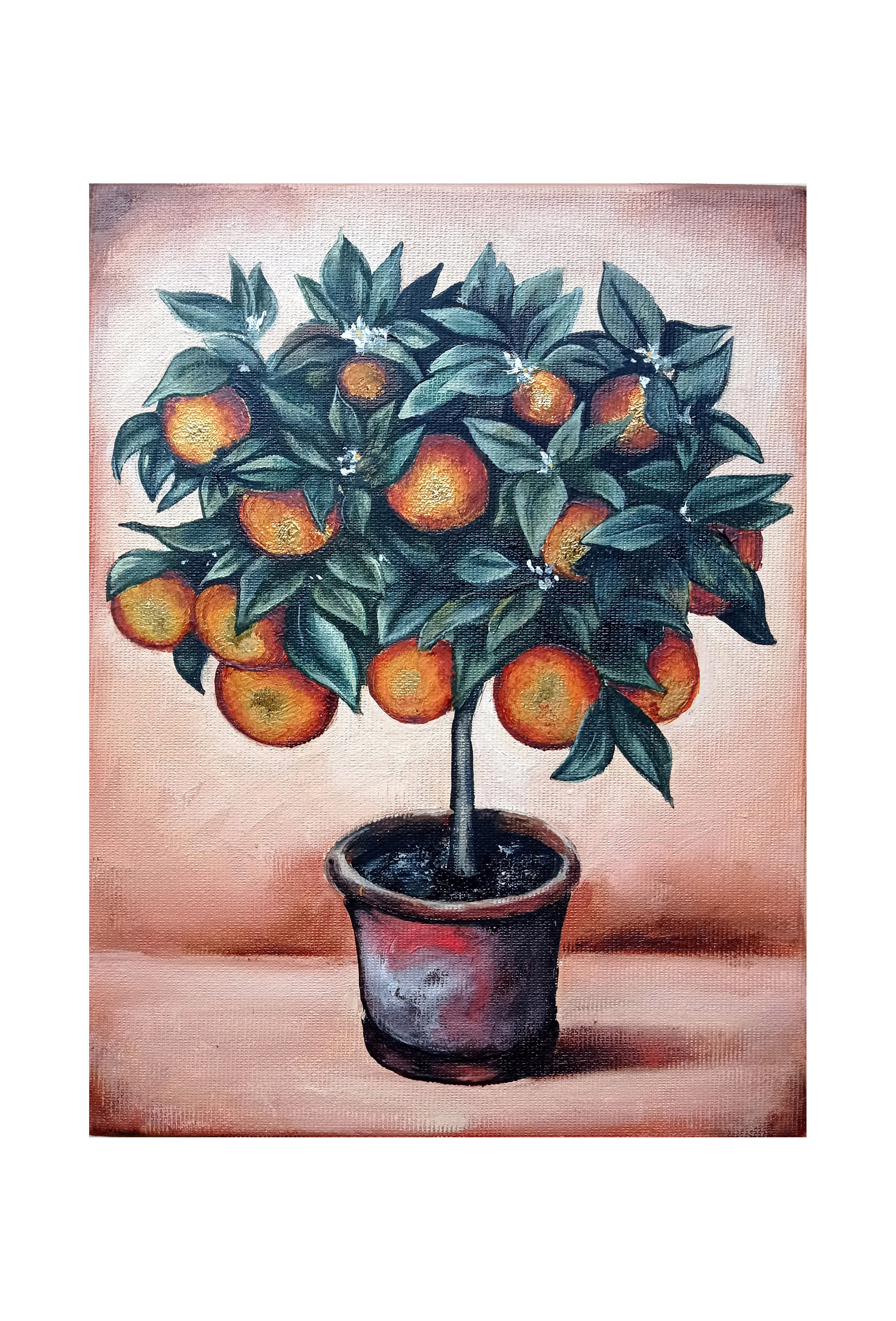 Orange Painting Potted Tree Original Artwork Citrus Painting | Inspire ...