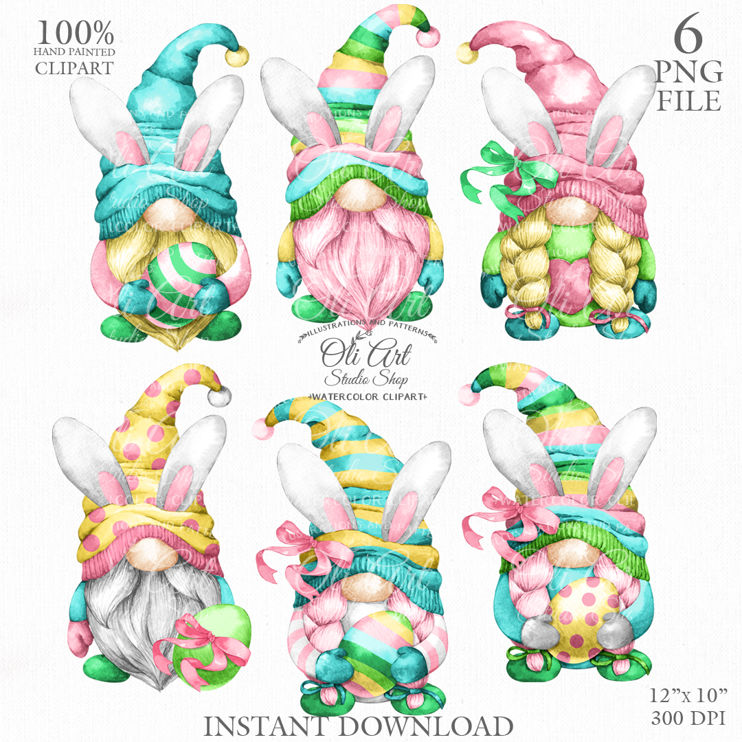 Easter Gnomes Clip Art. Bunny Ears Clip Art. Cute Characters - Inspire ...