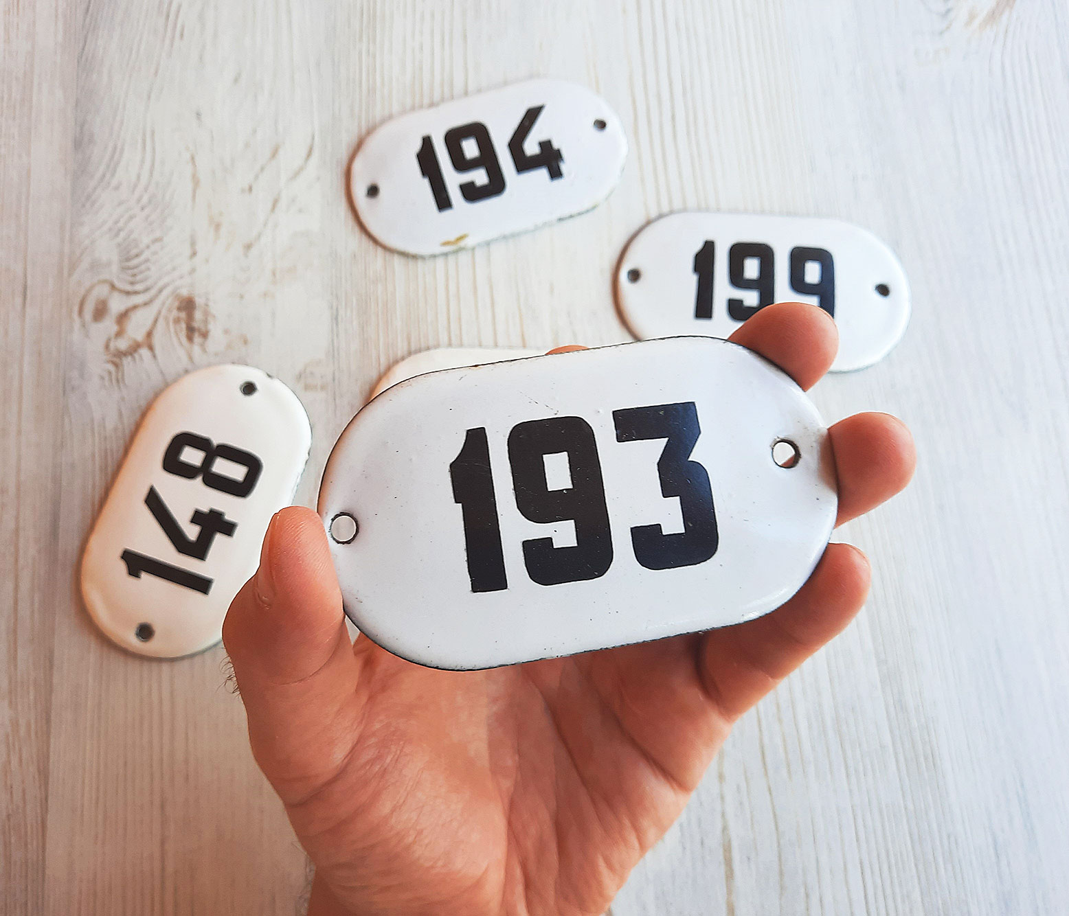 Enamel metal vintage address number plaque 193 white black n | Inspire ...