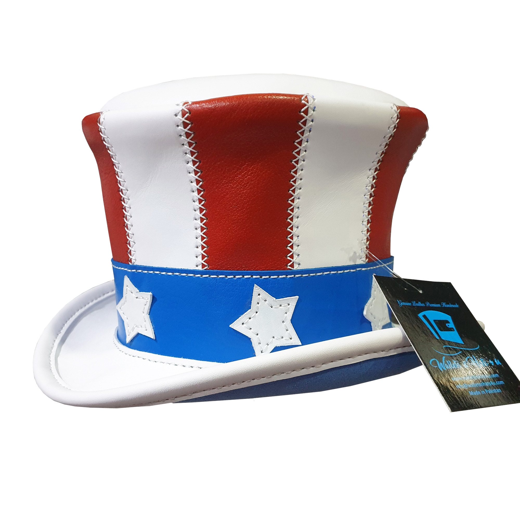 Uncle Sam American Flag Leather Top Hat - Inspire Uplift