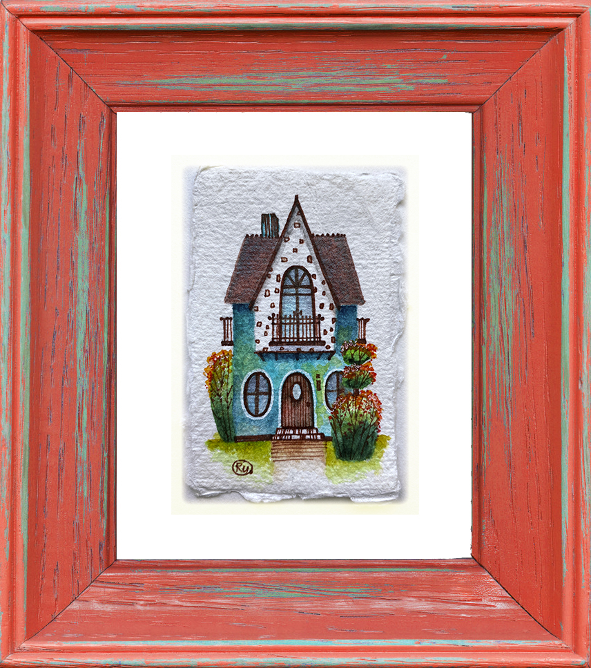 House painting Mini Original art Small watercolor Miniature - Inspire ...