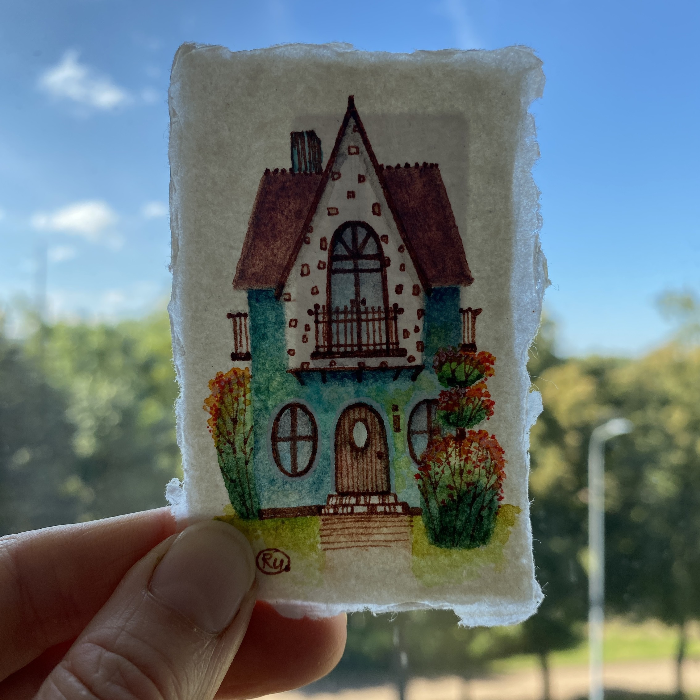 House painting Mini Original art Small watercolor Miniature - Inspire ...
