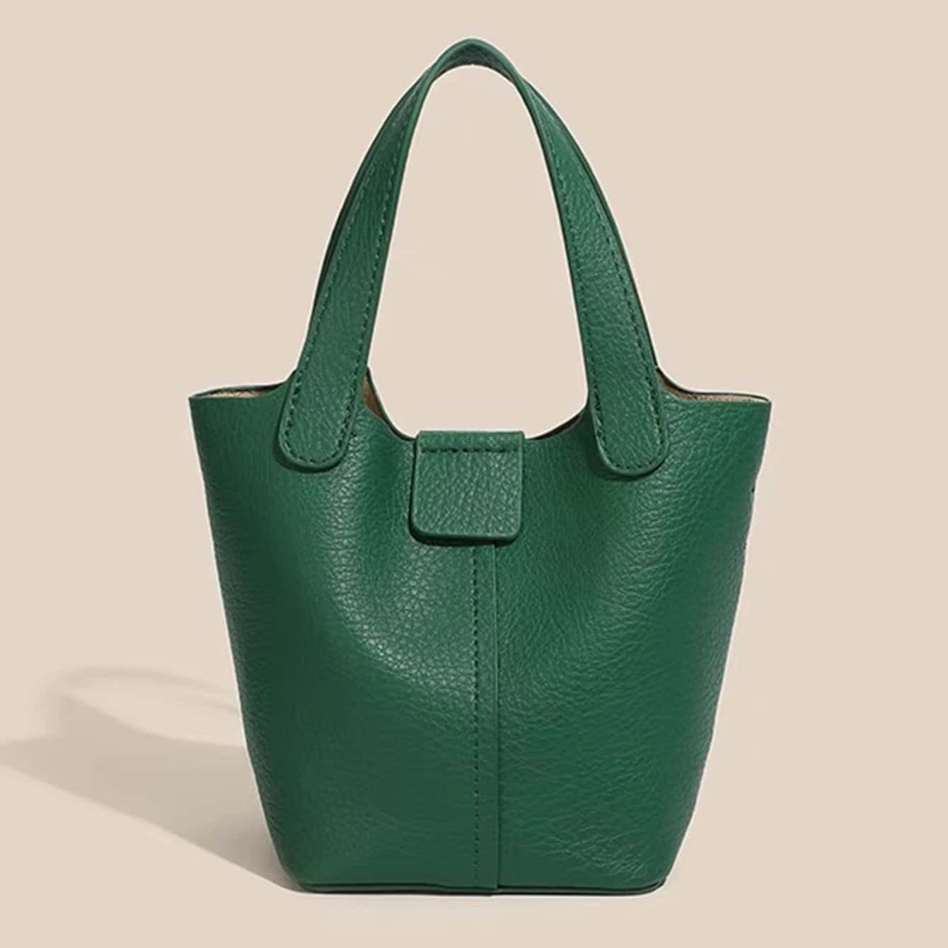 Womens Litchi Embossed Double Handle Bucket Bag With Inner P - Inspire ...