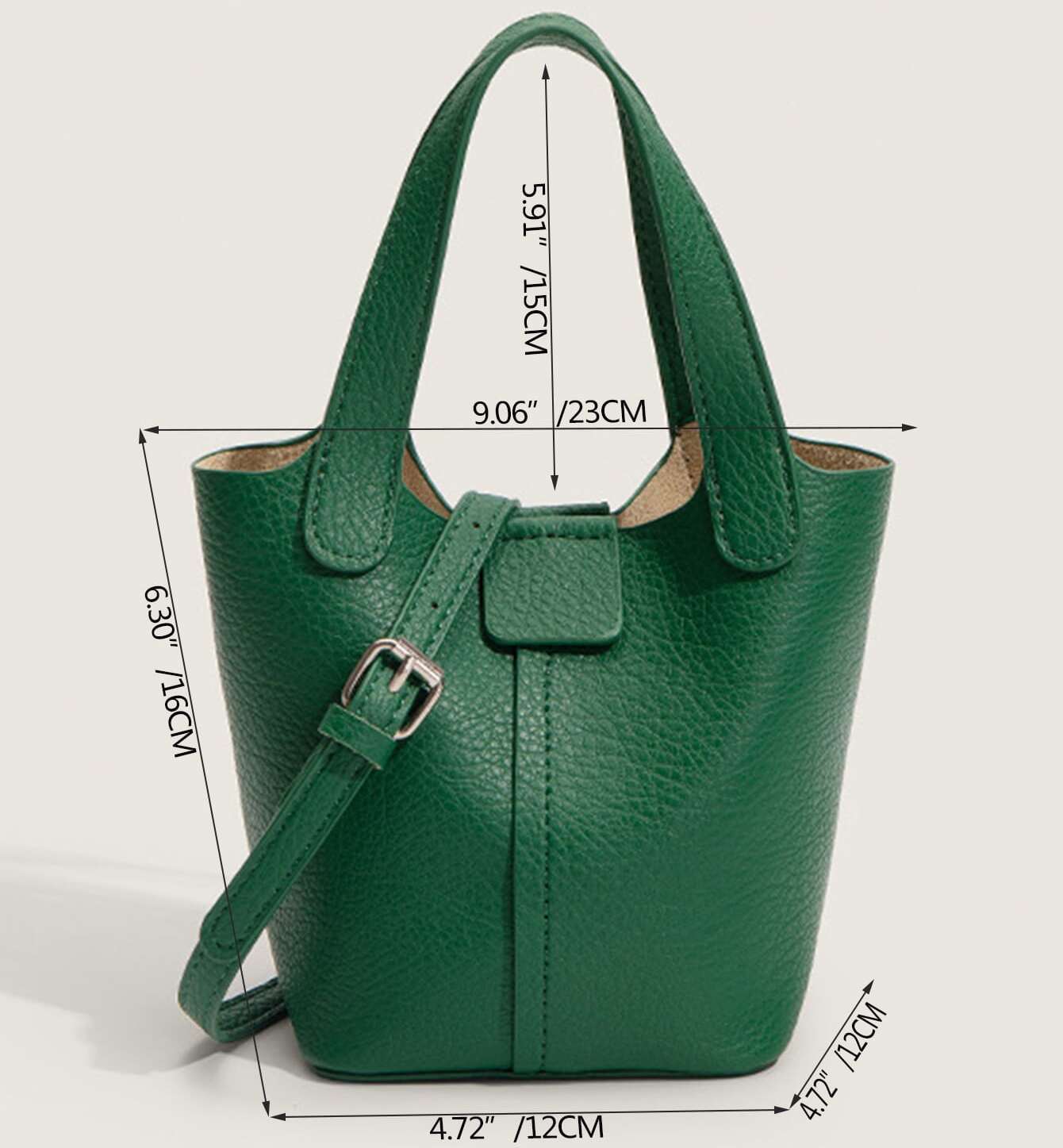 Womens Litchi Embossed Double Handle Bucket Bag With Inner P - Inspire ...
