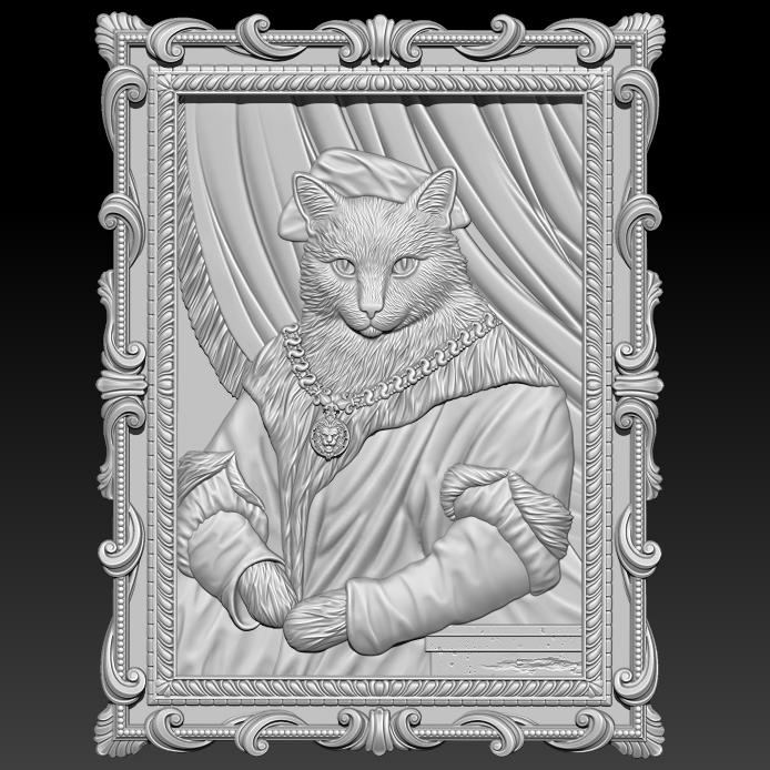 3D Model STL file Bas-relief Portrait of an Aristocrat Catt | Inspire ...