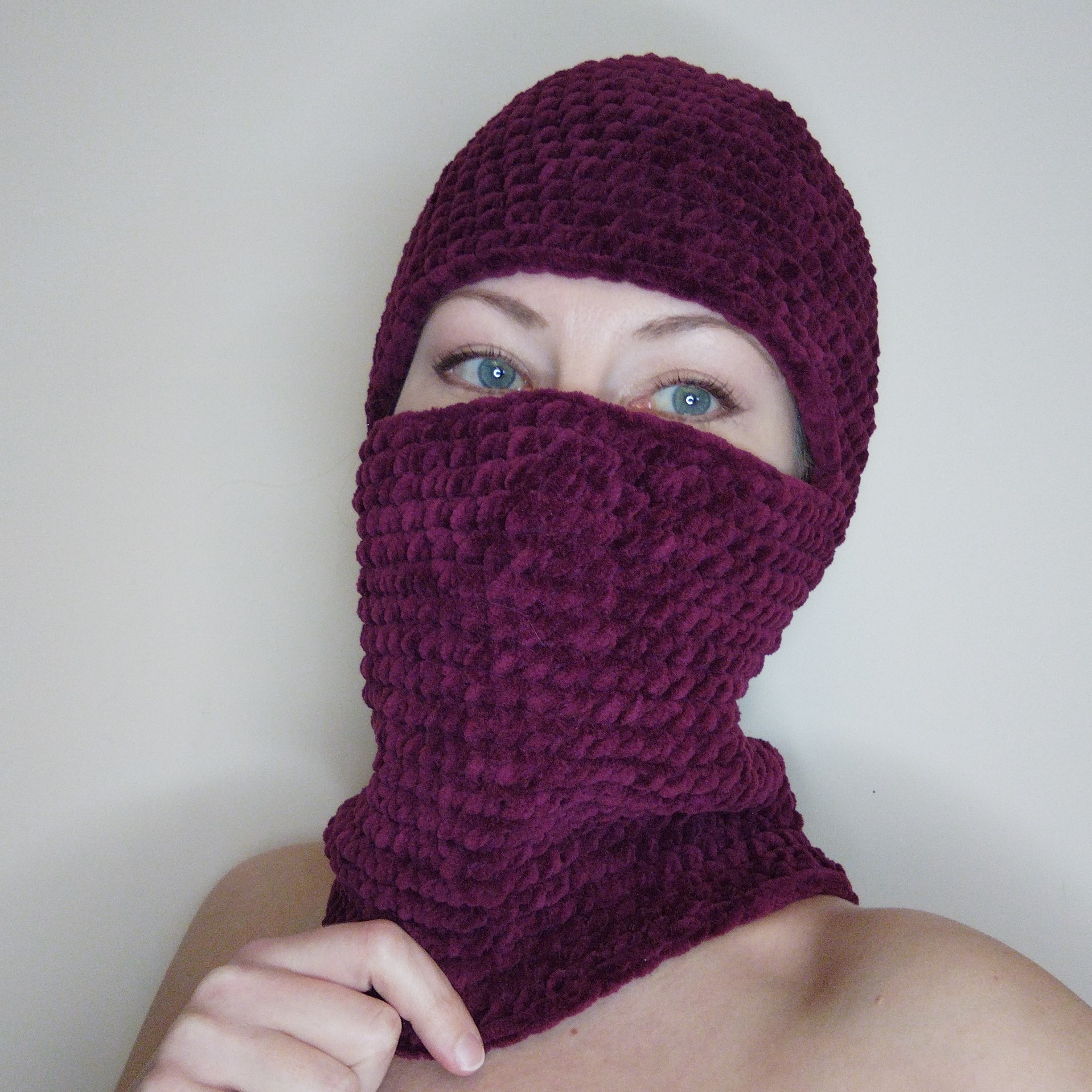 Crochet balaclava hat. 48 colors! Fluffy balaclava face mask - Inspire ...