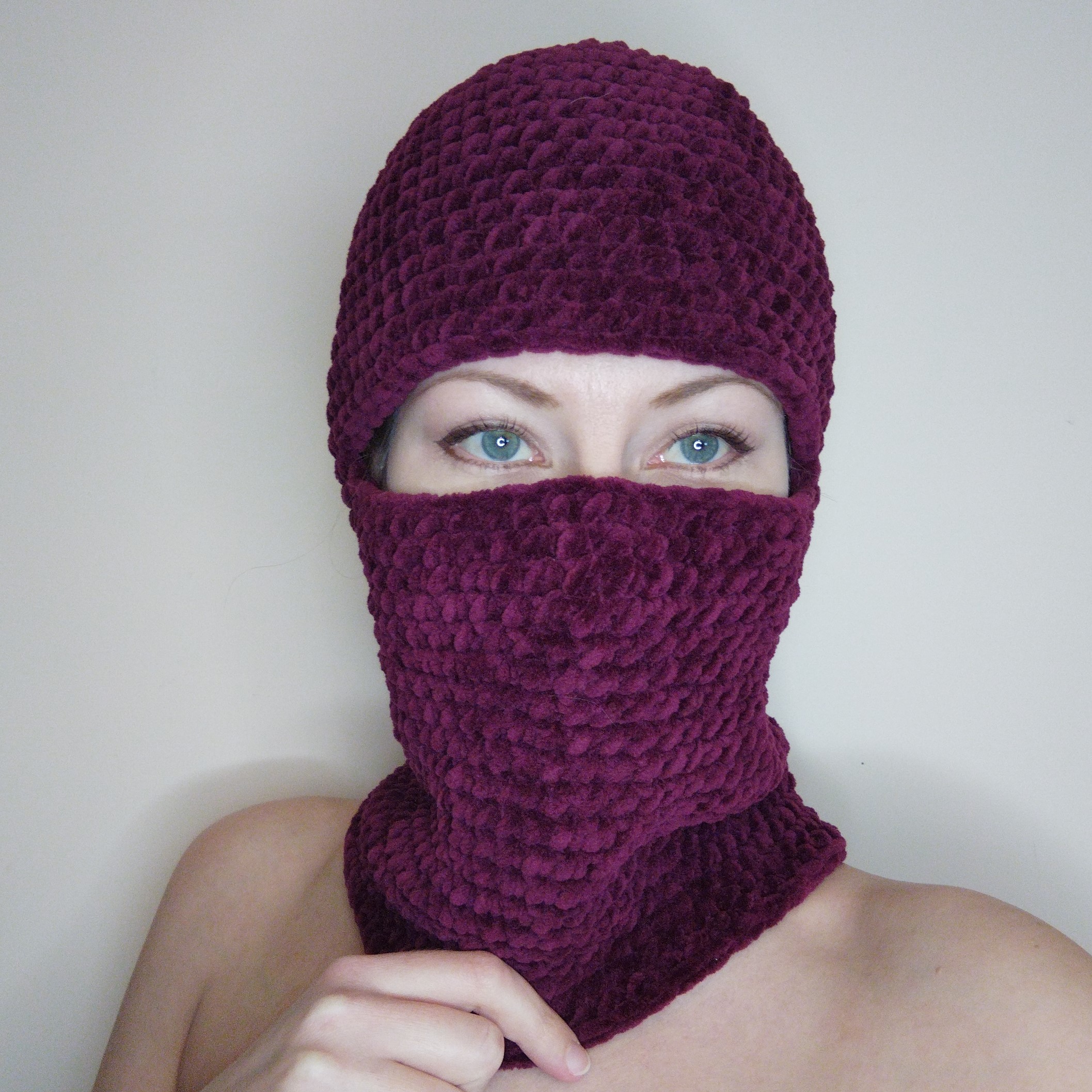 Crochet balaclava hat. 48 colors! Fluffy balaclava face mask - Inspire ...