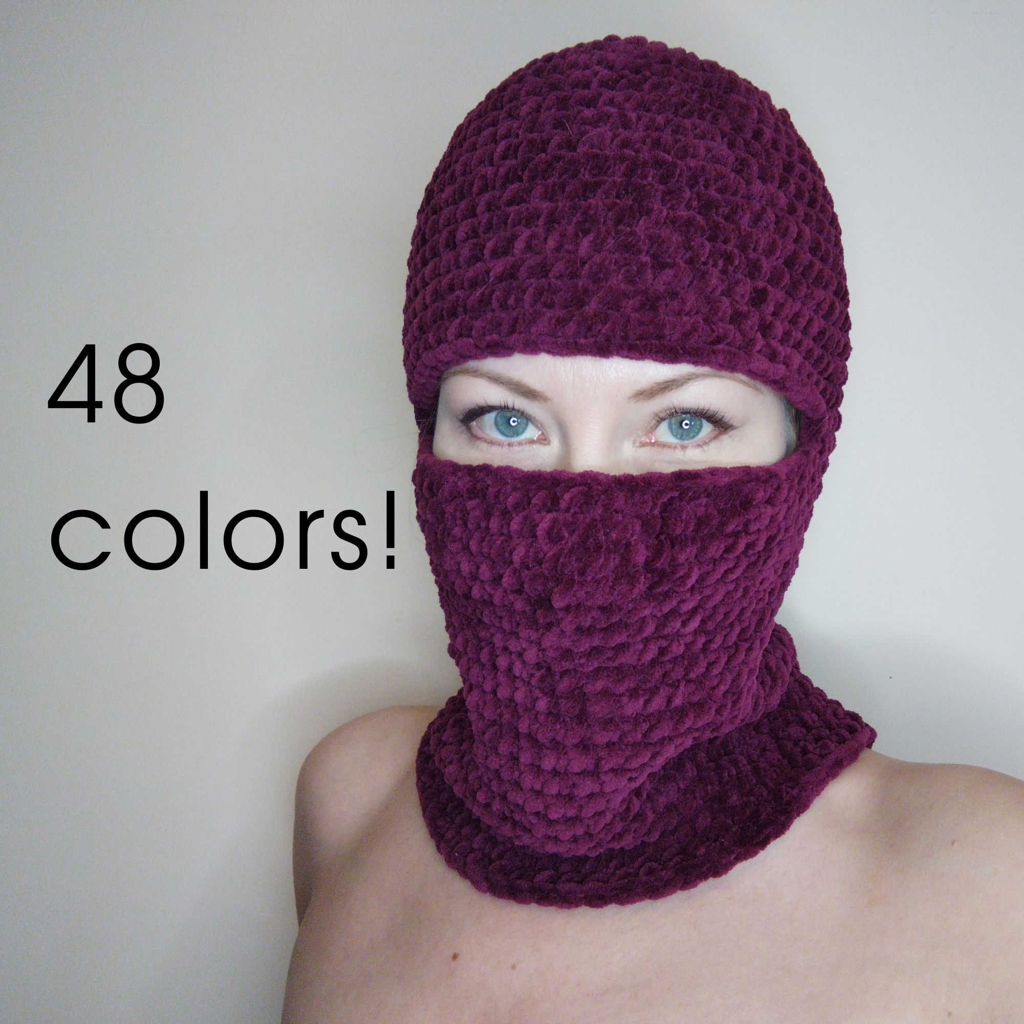Crochet balaclava hat 48 colors! Fluffy balaclava face mask - Inspire ...