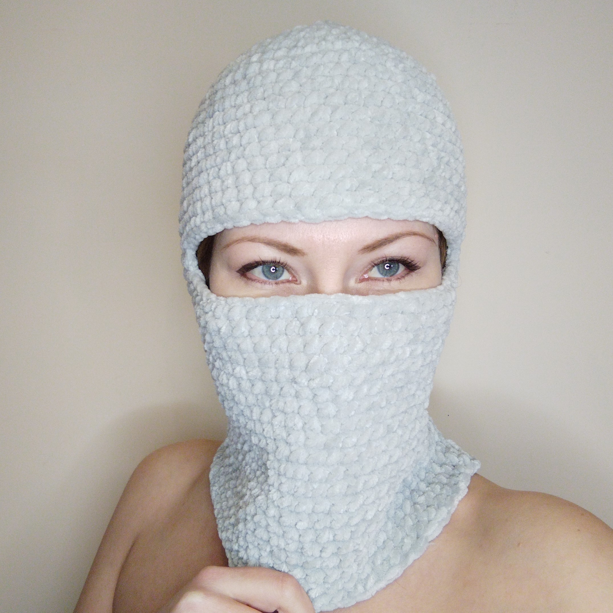 48 colors! Crochet balaclava velvet. Fluffy balaclava face m - Inspire ...