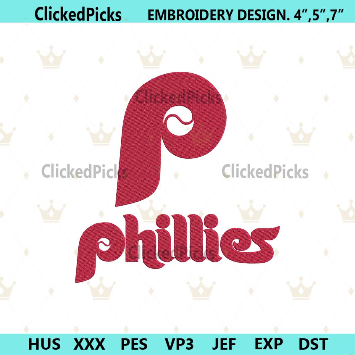 Phillies Baseball Logo Embroidery, Phillies Wordmark Machine | Inspire ...