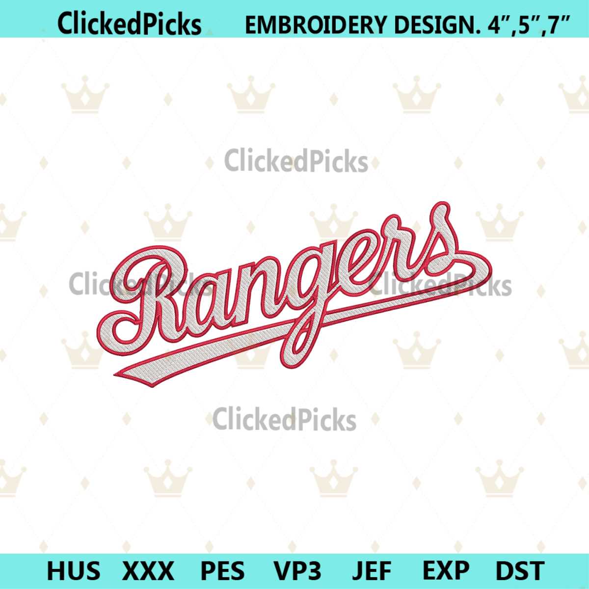 Ranger MLB Wordmark Logo Machine Embroidery | Inspire Uplift