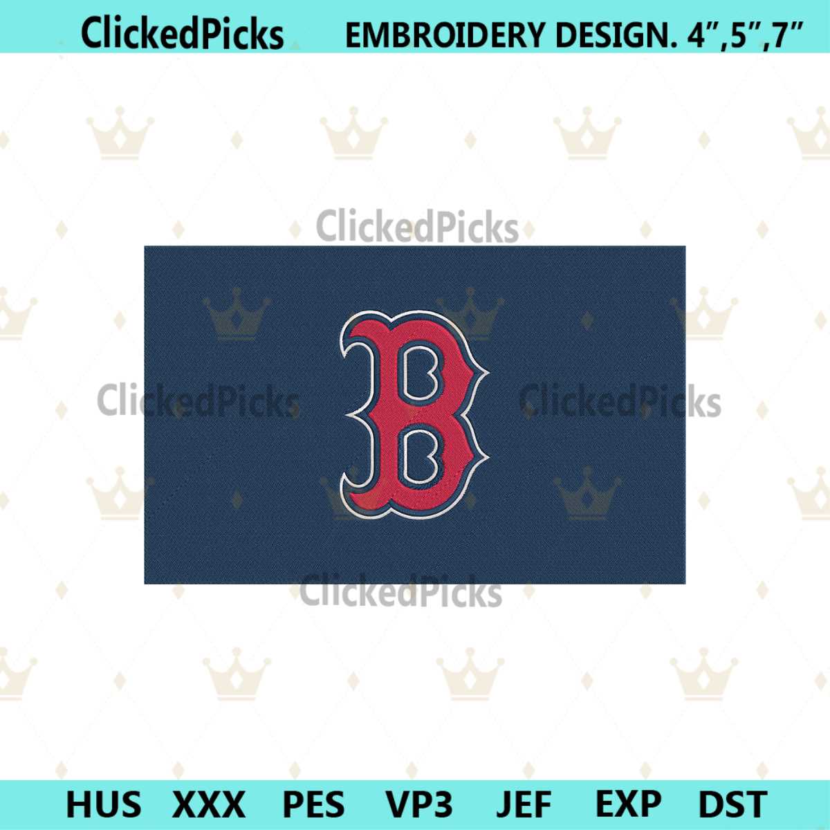 Boston Red Sox Letter B Rectangle Background Machine Embroid | Inspire ...
