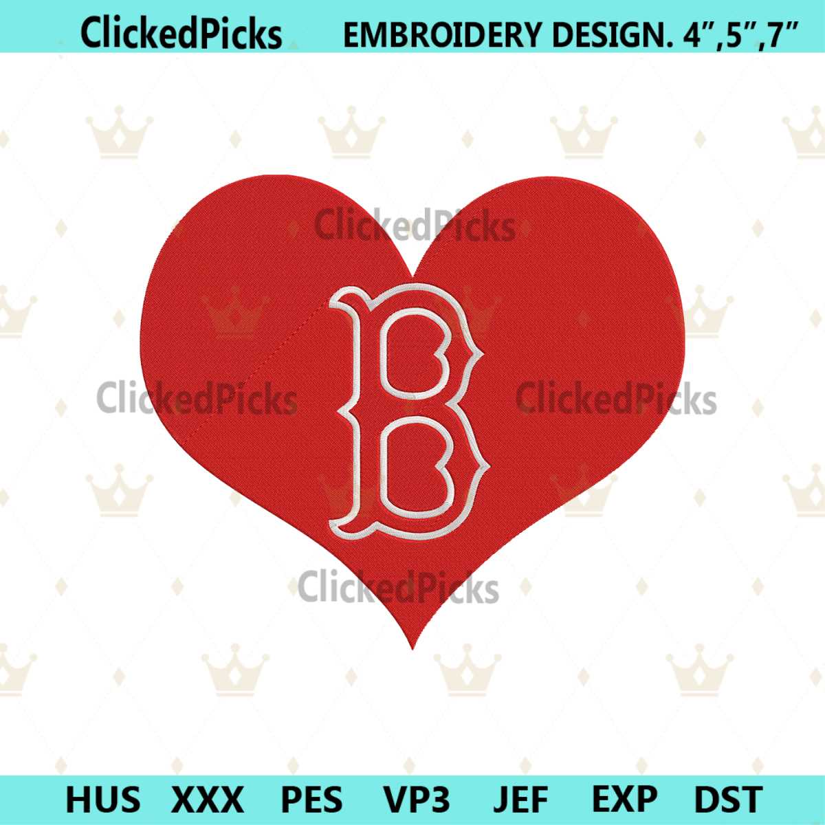 Boston Red Sox Letter B Red Heart Logo Machine Embroidery Fi | Inspire ...