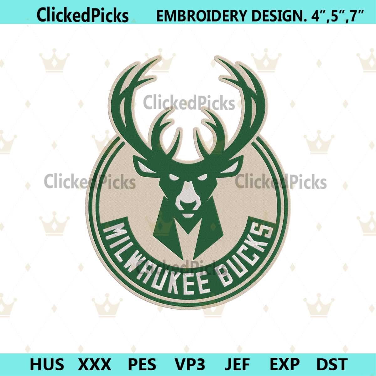 Milwaukee Bucks NBA Team Embroidery Design File | Inspire Uplift