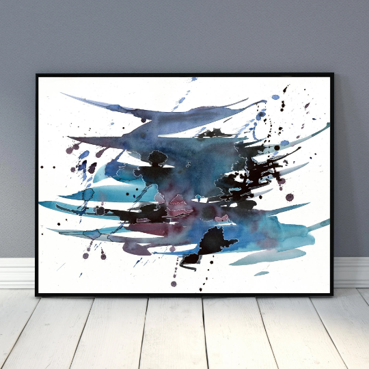 Indigo Space Abstract Wall Art Digital download poster. DIY - Inspire ...