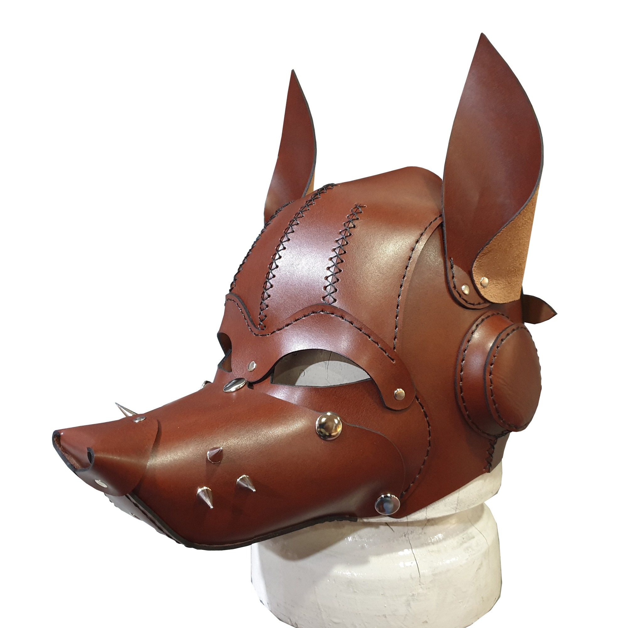 Leather Dog Mask Hood Brown | Inspire Uplift