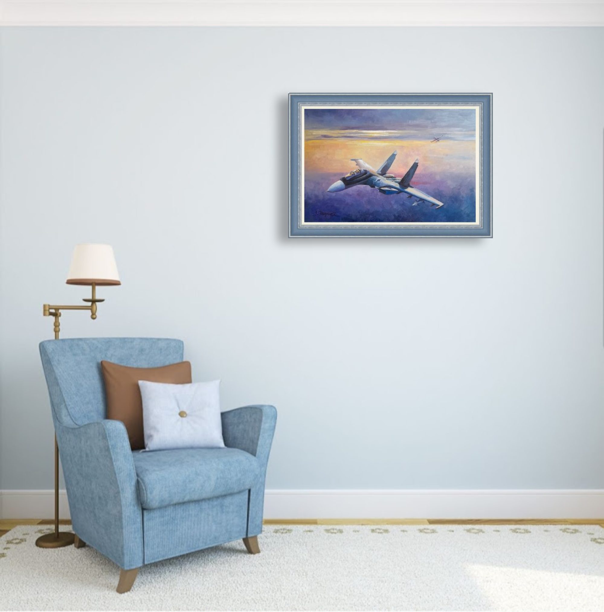 Airplane Painting Sky Original Art Skyscape Artwork 16x24" b - Inspire ...