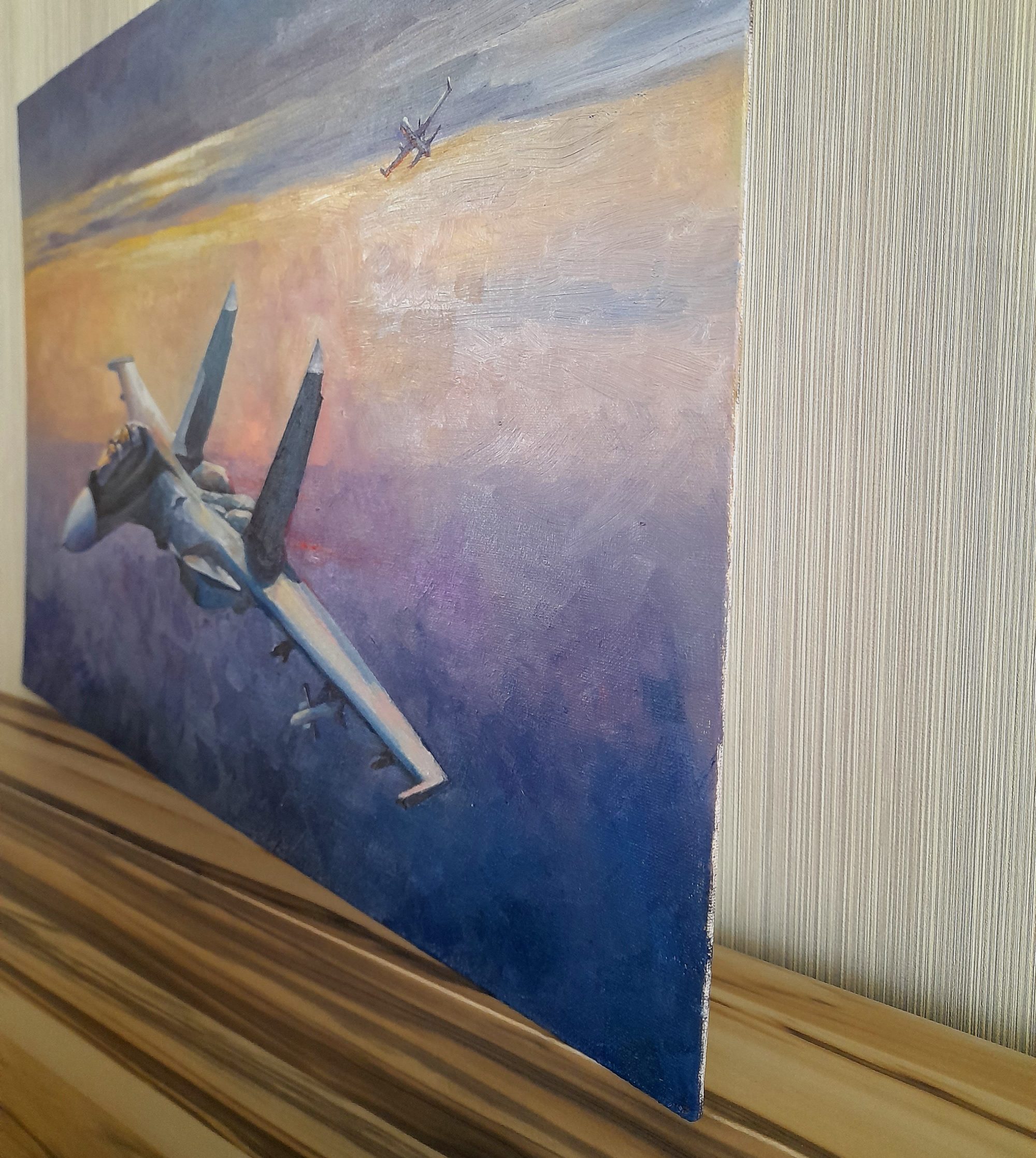Airplane Painting Sky Original Art Skyscape Artwork 16x24" b - Inspire ...