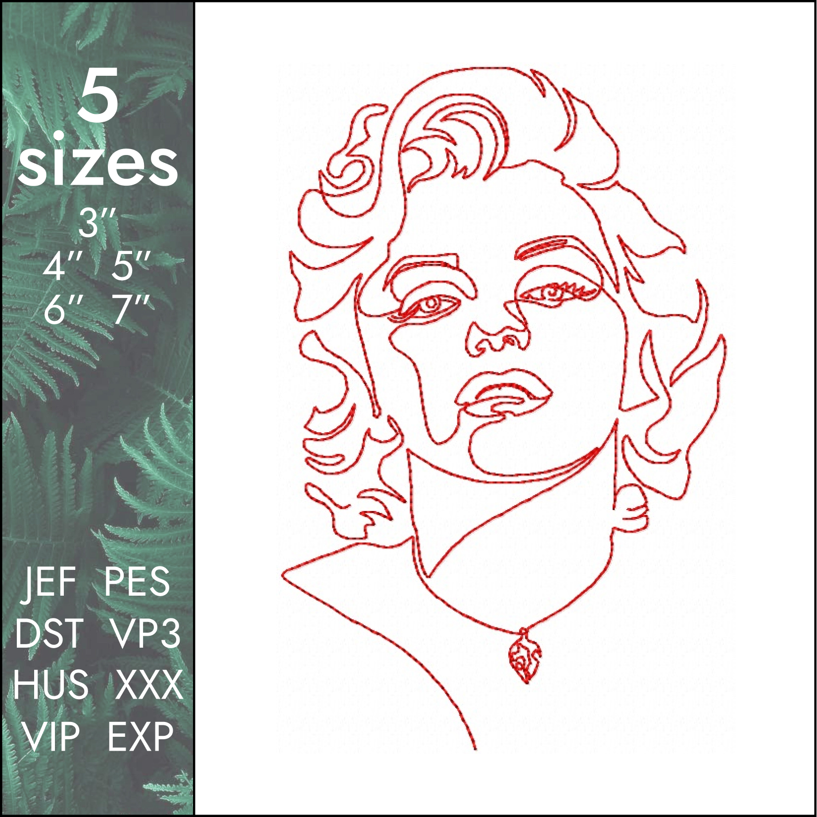 Marilyn Embroidery Design, Monroe famous American actress si - Inspire ...